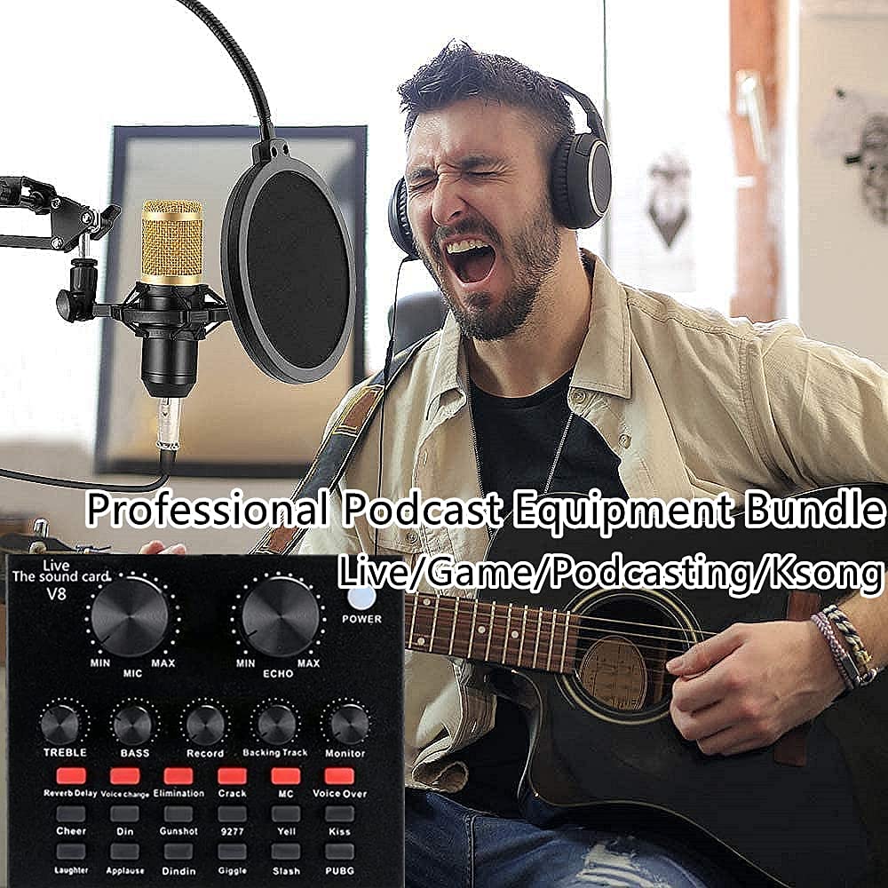 Condenser Microphone Set V8 V8S F998 Sound Card Audio Interface Mic for ...