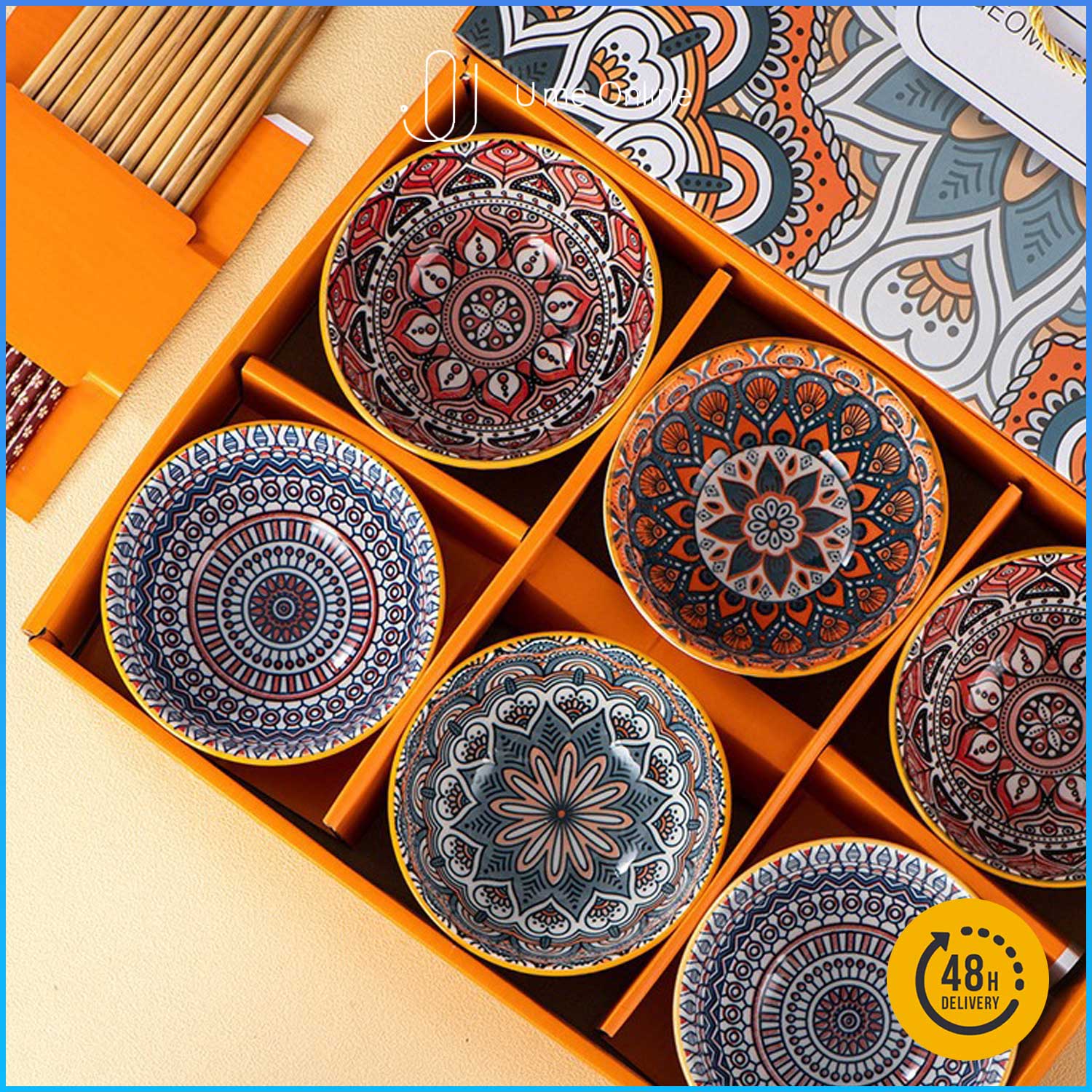 U.me Bohemian Style Rice Bowl Porcelain Bowl Mangkuk Ceramik Hadiah ...