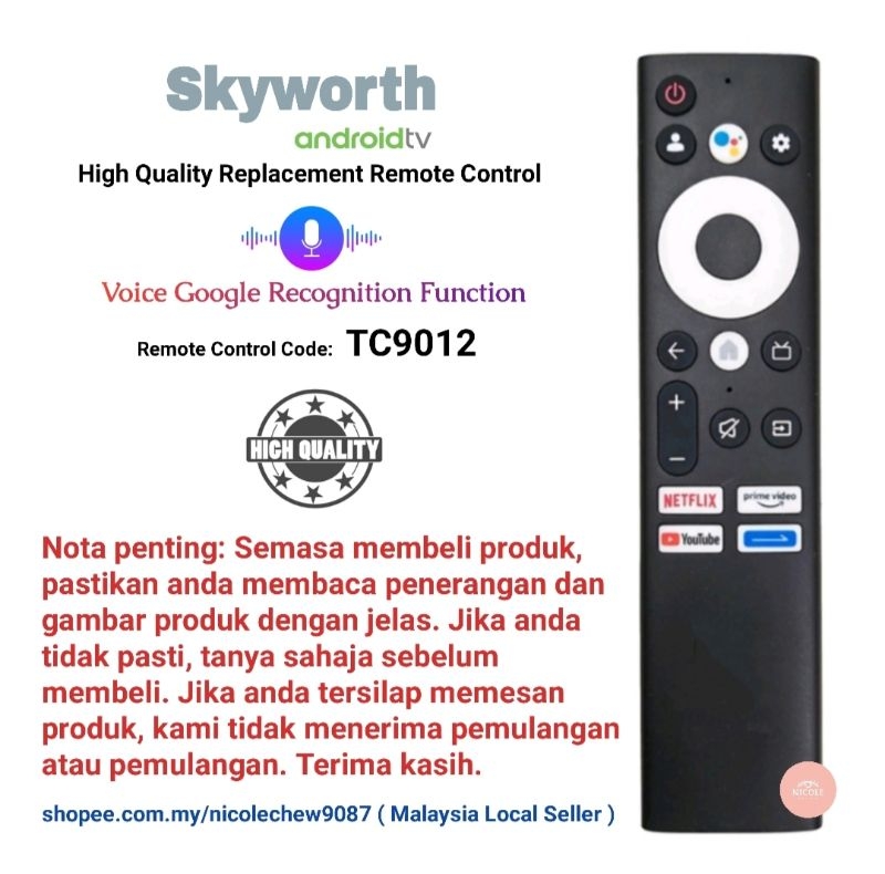 High Quality Skyworth UHD android LED TV Replacement Remote Control ...