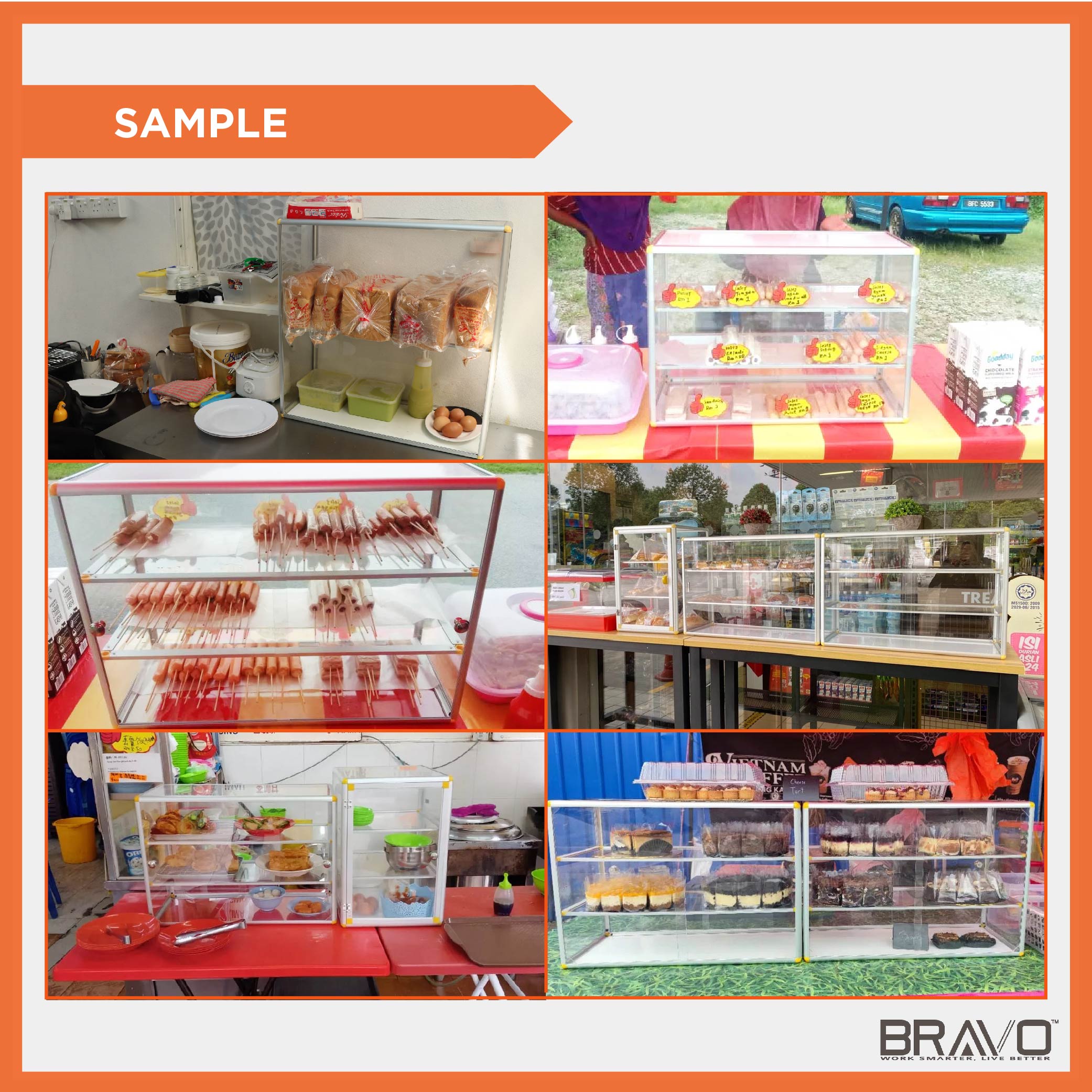 Acrylic Food Display Rack Rak Pamer Makanan Food Display Case Makanan ...