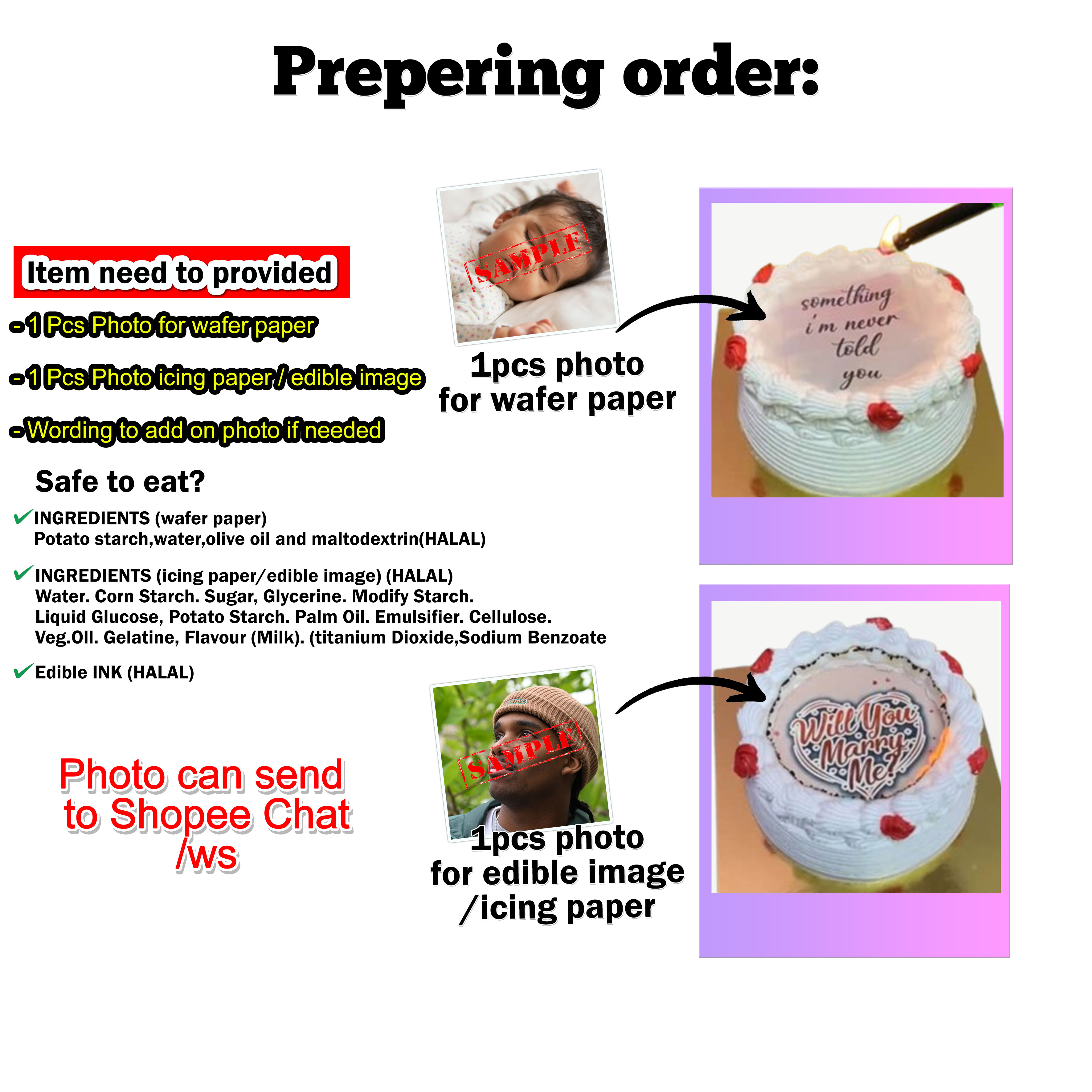 CUSTOM ANY IMAGE Printing Wafer Paper + Edible Image for Burn Away Cake ...
