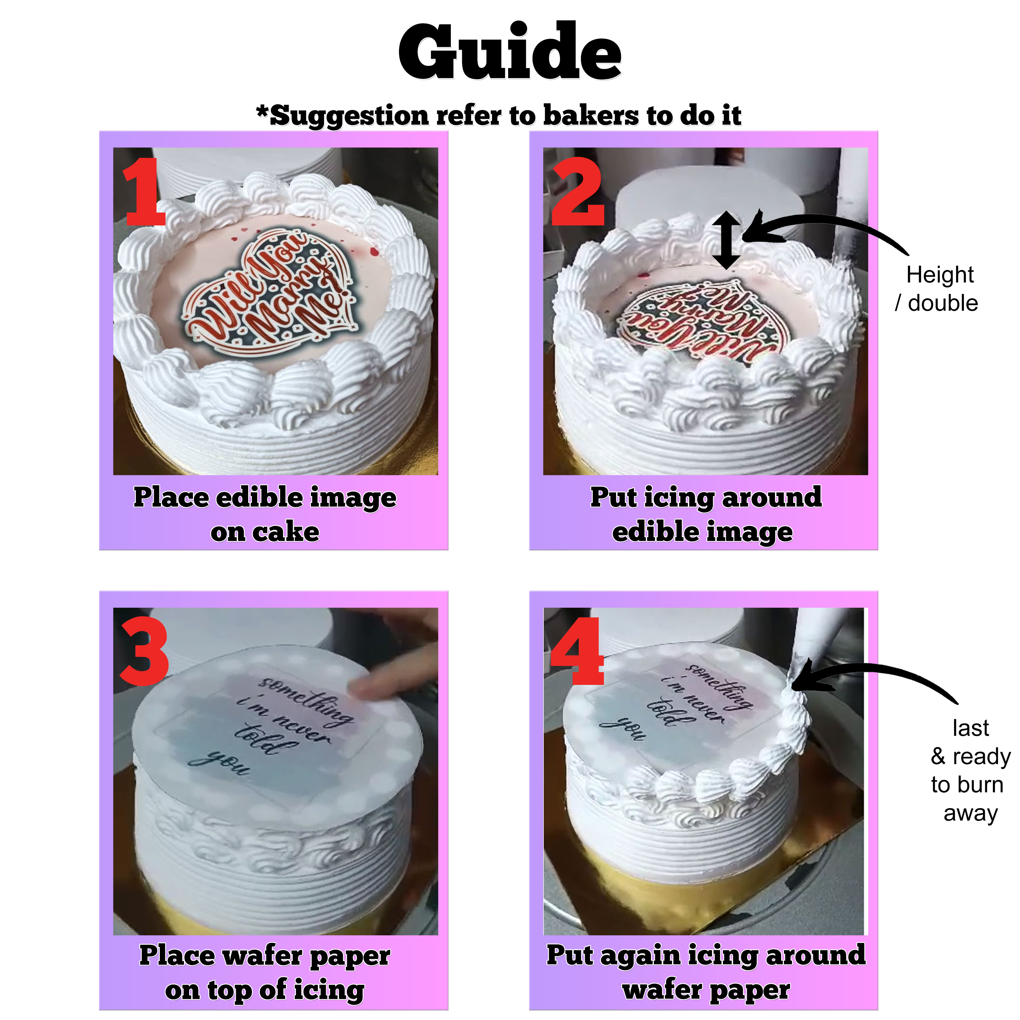 CUSTOM ANY IMAGE Printing Wafer Paper + Edible Image for Burn Away Cake ...