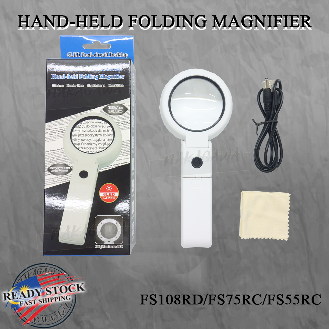 7X 5X-11X HANDHELD FOLDING MAGNIFIER / DUAL-CIRCUIT DESKTOP MAGNIFYING ...