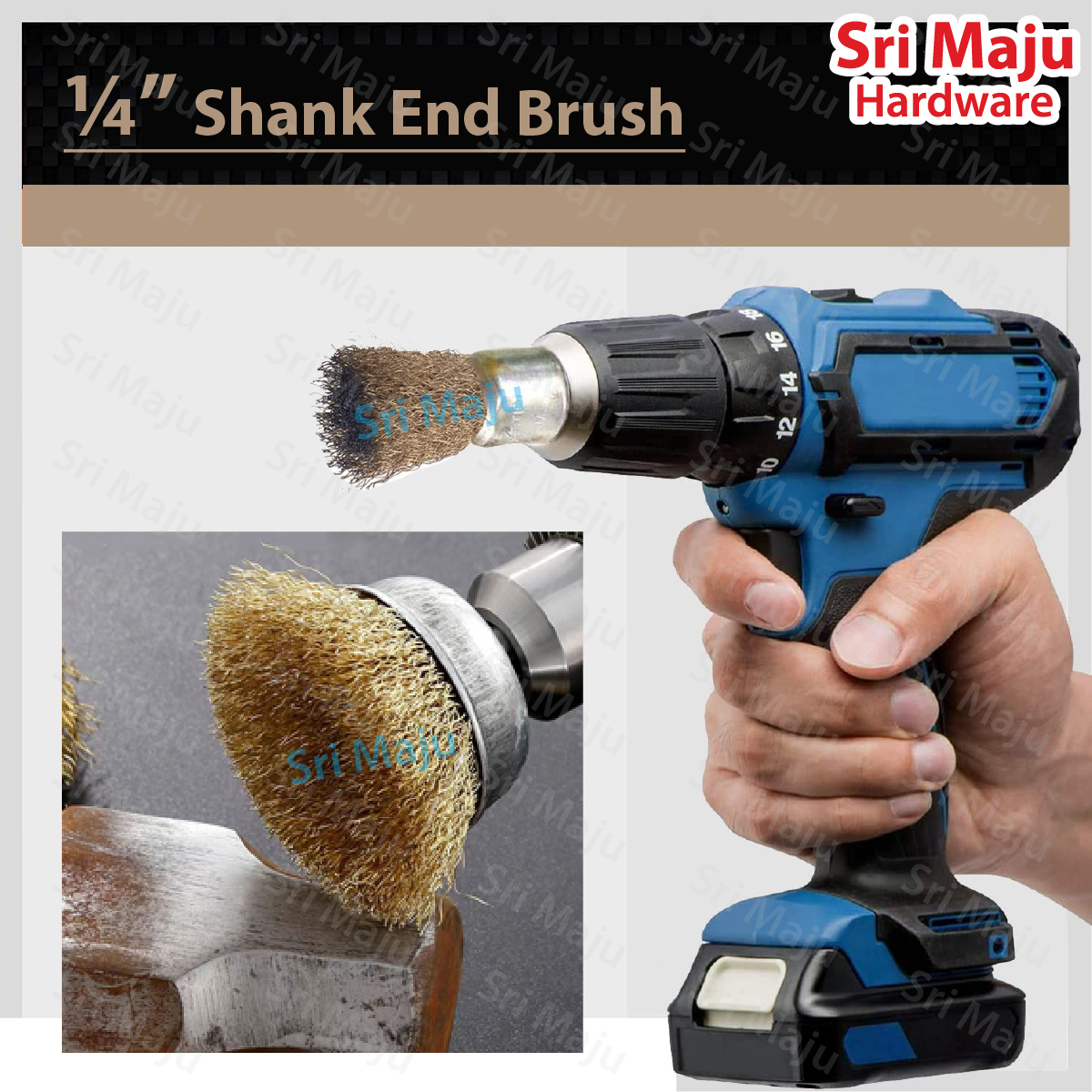 MAJU 6mm Shank Wire Brush Wheel Kit Burr Grinding Head Rotary Tool Hand ...