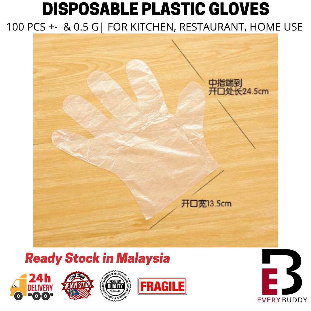 100PCS Free size Disposable Plastic Hand Gloves Individual Pack Free ...