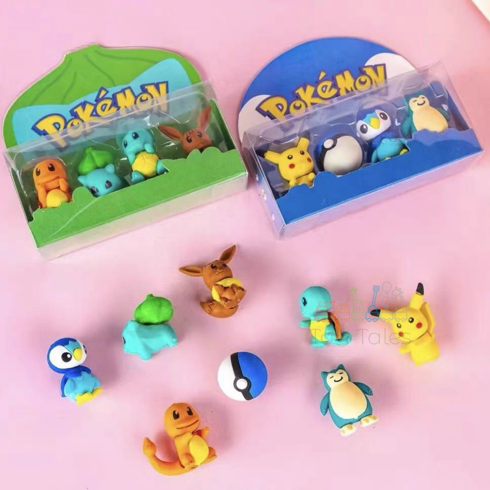 ToyTales 🍭 POKEMON ERASER SET [4pcs 3D Rubber ] 🍭 Kids Pemadam Cute ...