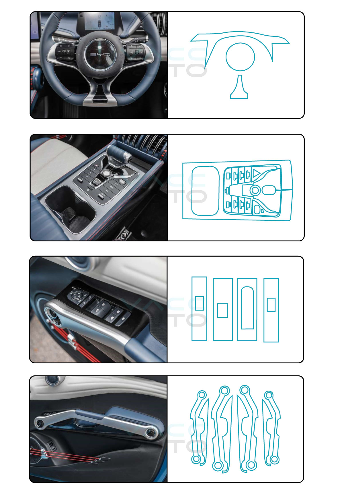 VACC AUTO Transparent TPU Interior Protector Film Scratch Resistant ...