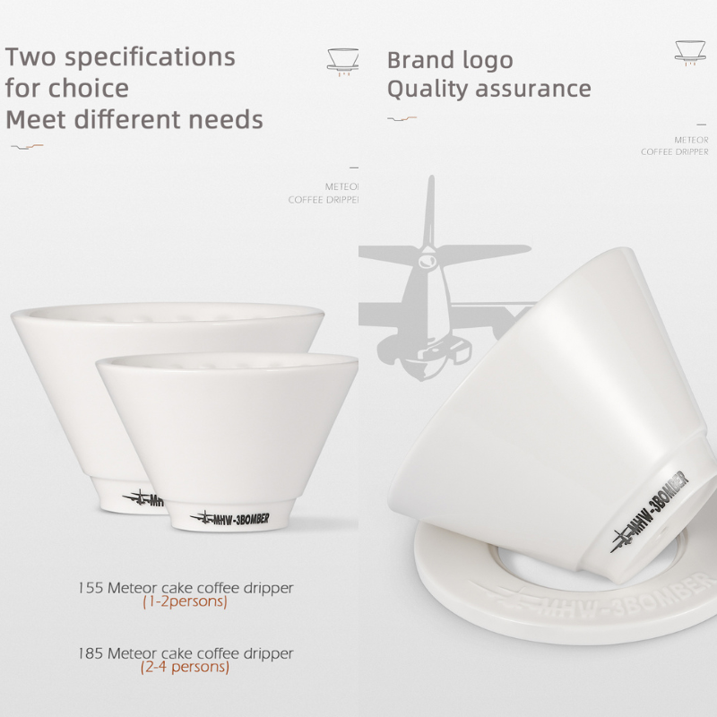 MHW-3BOMBER -Meteor Coffee Dripper Cake shape Coffee Dripper 155 /185 Ceramic Pour over dripper ...