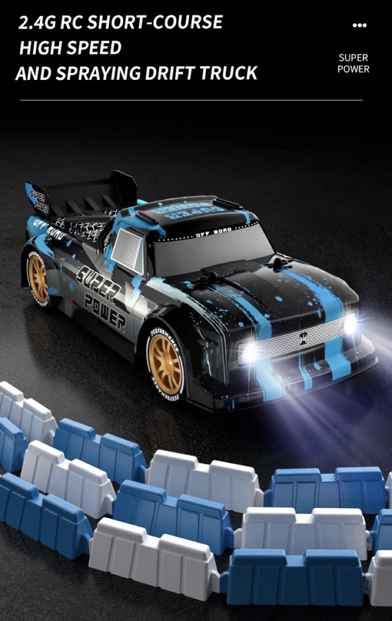 FEO Q123 Spray+Light Rc Drift Car 1/16 Ae86 GTR Pick Up 4WD Off-Road ...