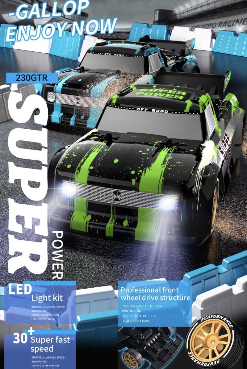 FEO Q123 Spray+Light Rc Drift Car 1/16 Ae86 GTR Pick Up 4WD Off-Road ...