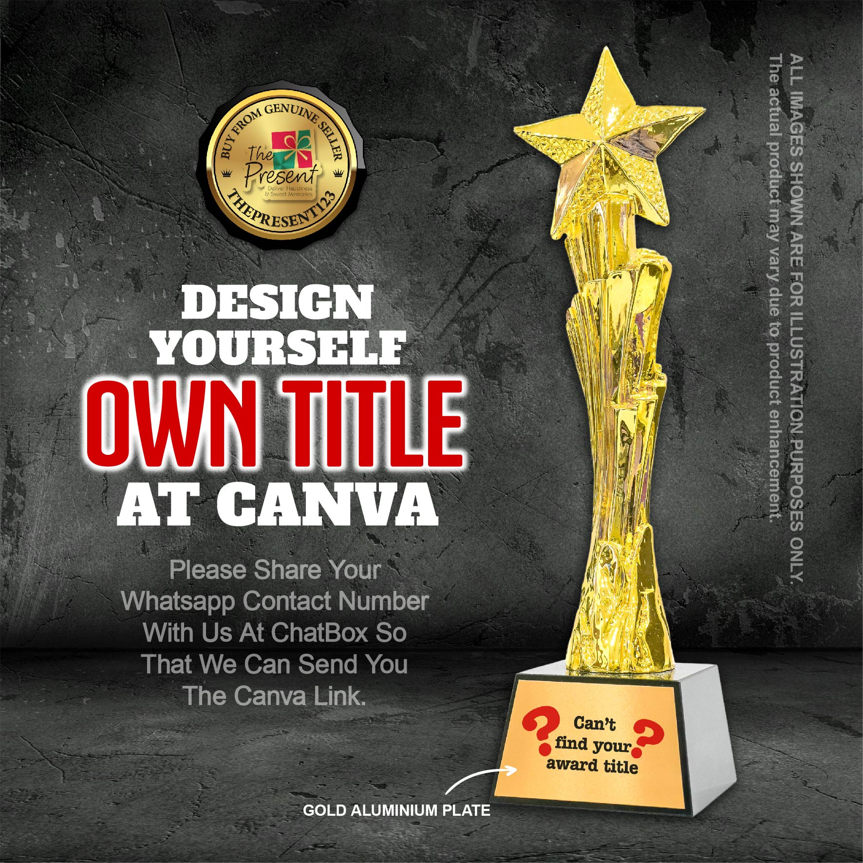 Golden Rising Star Excellence Resin Award Trophy with Custom Name Gold ...