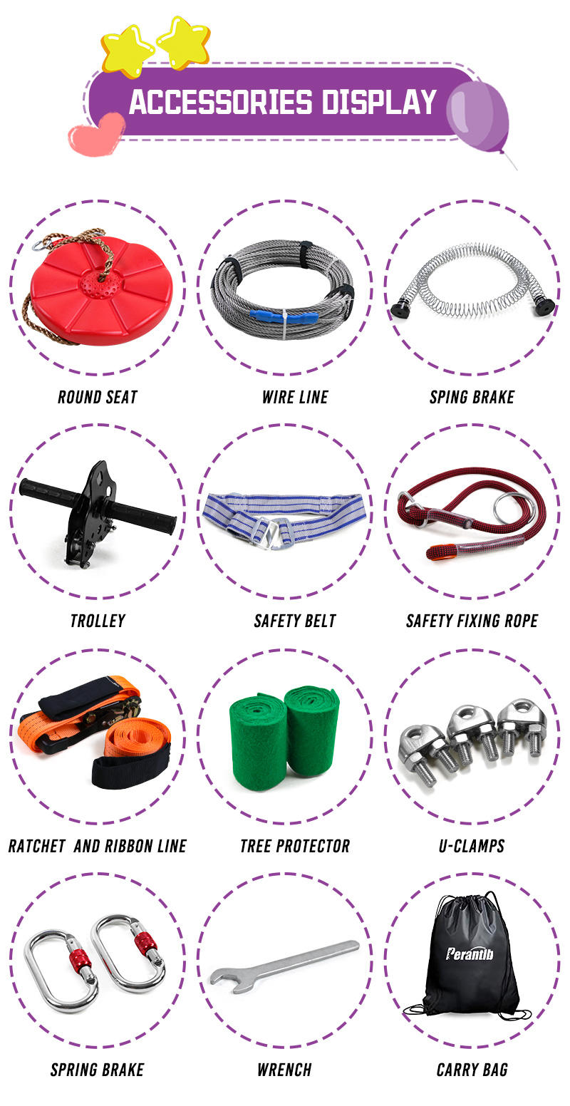 Zip Lines Kit for Kids/Adult 30M Wire Zip lines Pulley with Swing ...