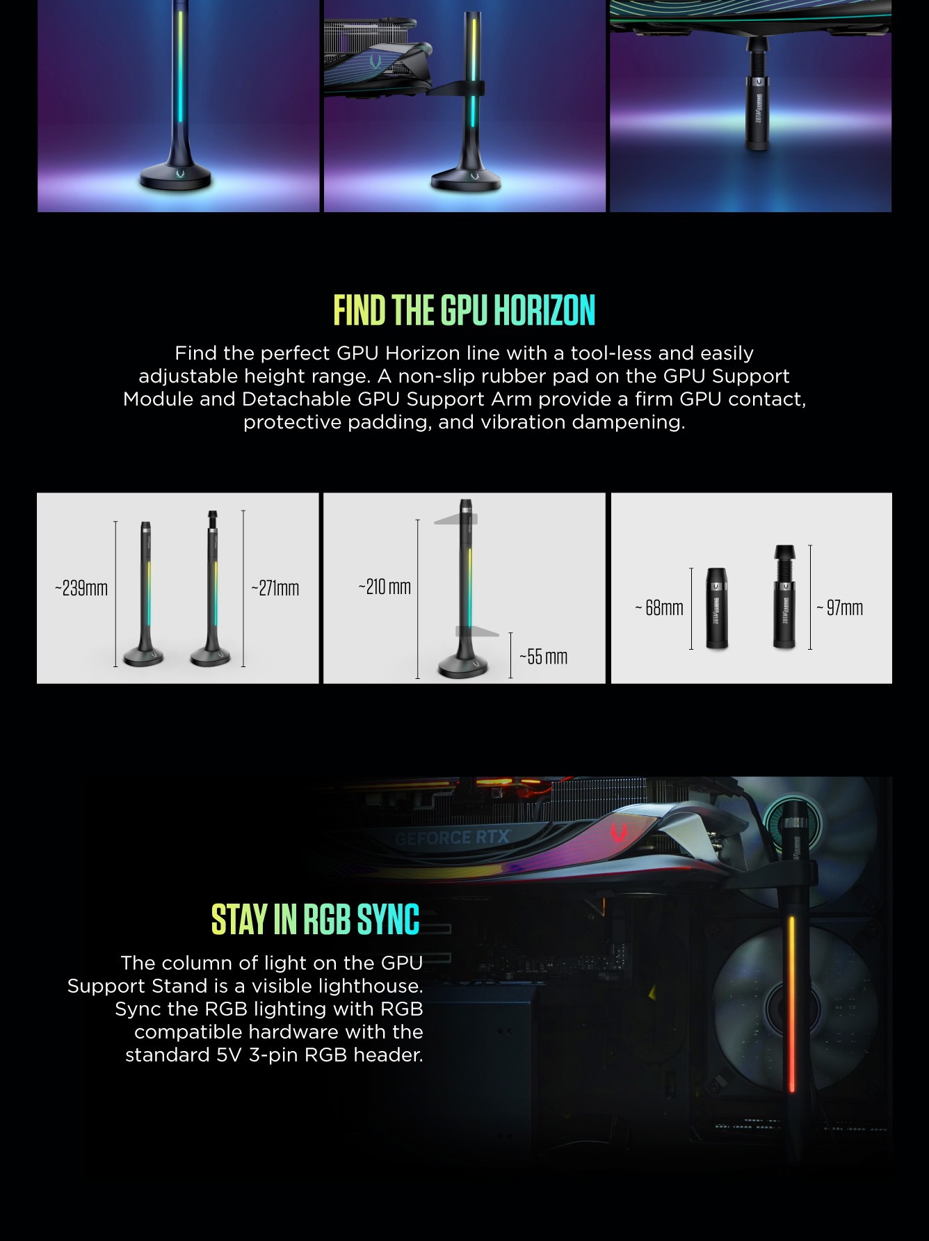 ZOTAC GAMING DUO ARGB GPU Support Stand GPU Holder Anti Sagging ...