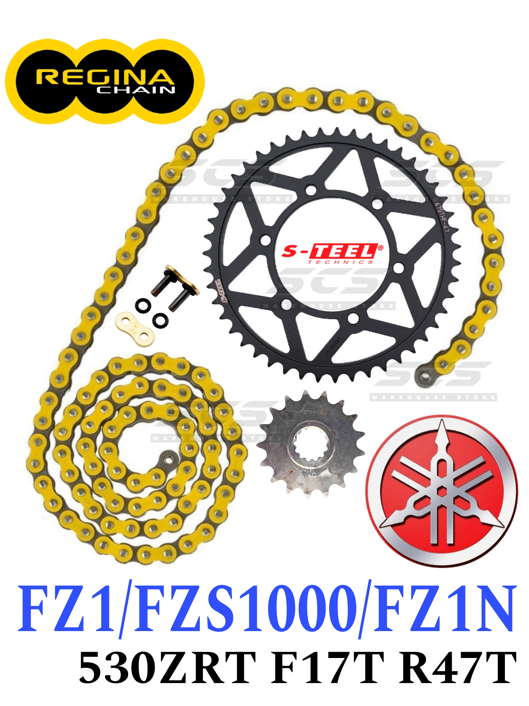 REGINA Sprocket Set Yamaha FZ1 FZS1000 Fazer 530 ZRT Ring Gold Chain ...