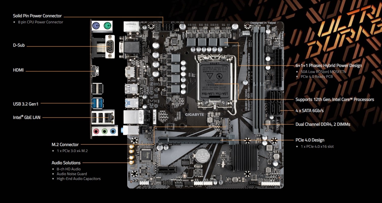 Gigabyte H610M H V2 or V3 DDR4 / V2 DDR5 LGA1700 Mainboard - 12th, 13th ...