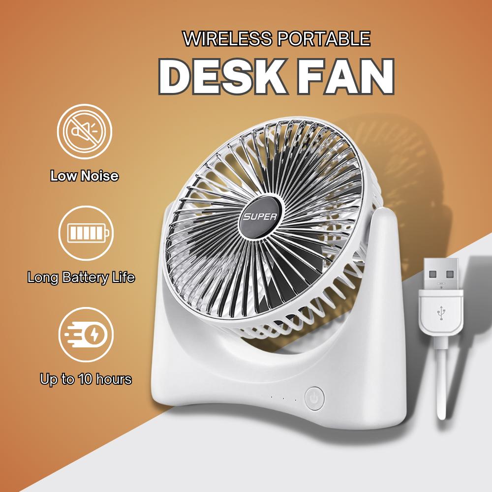 PONY-HOME Rechargeable Fan USB 3 Speed Desktop Fan Portable Cooling ...