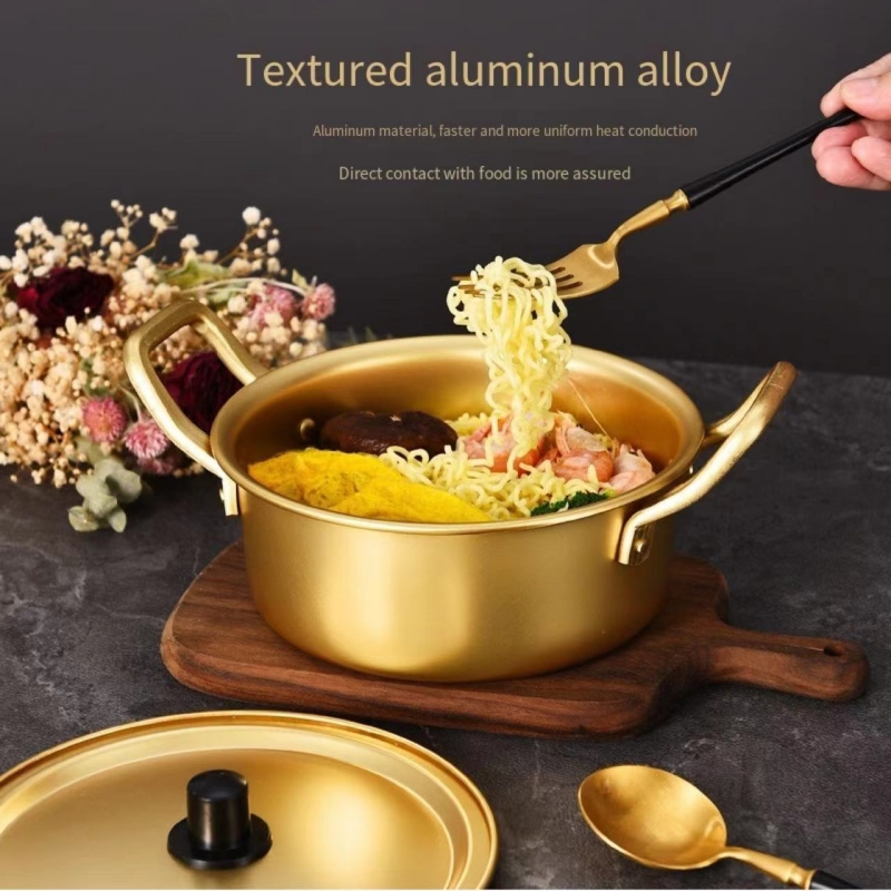KOREAN STYLE Korea Ramen Pot Noodle Golden Yellow Aluminium Soup Steel ...