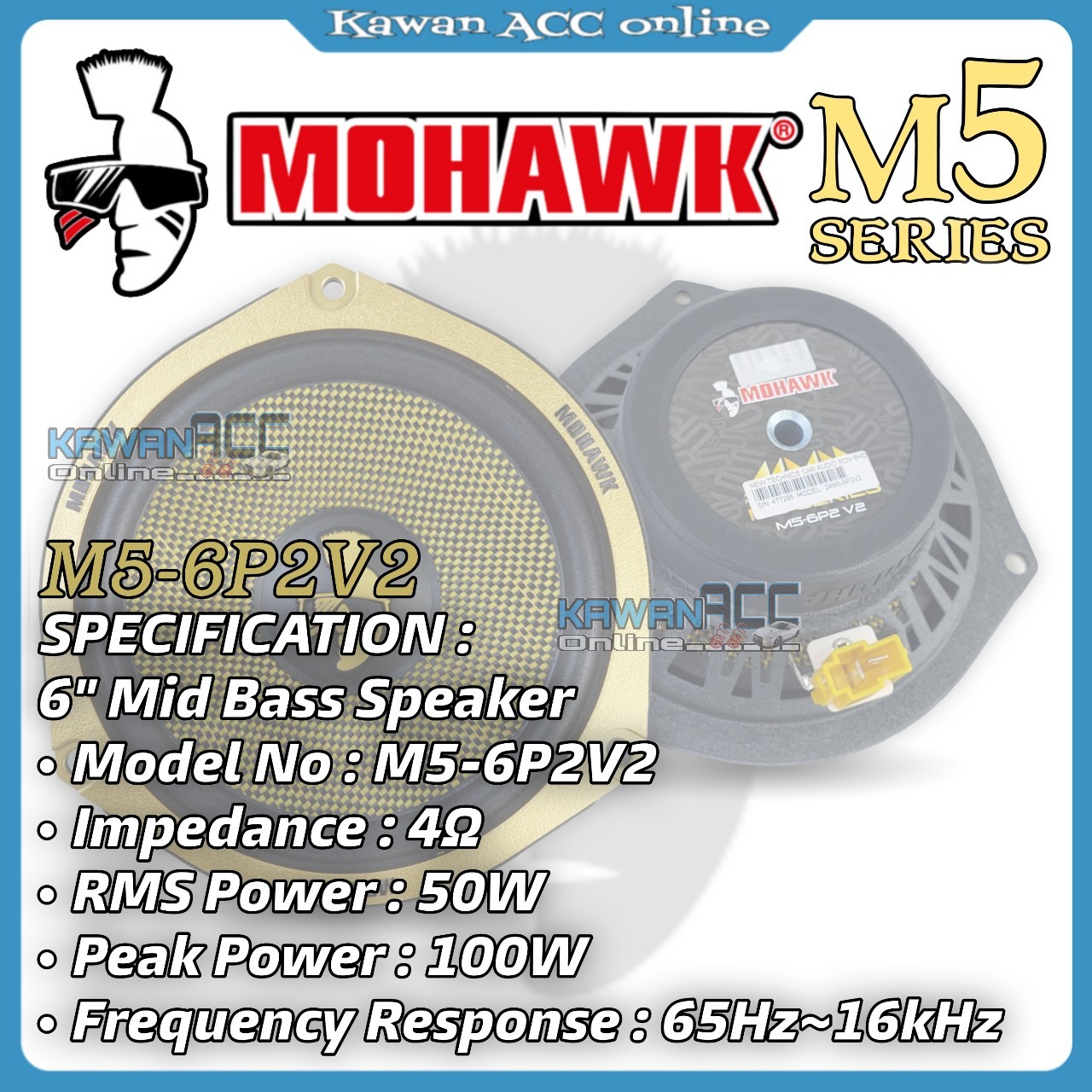 MOHAWK Perodua Viva Plug & Play Speaker 6'' inch (2way 625/ 6'' Bass ...