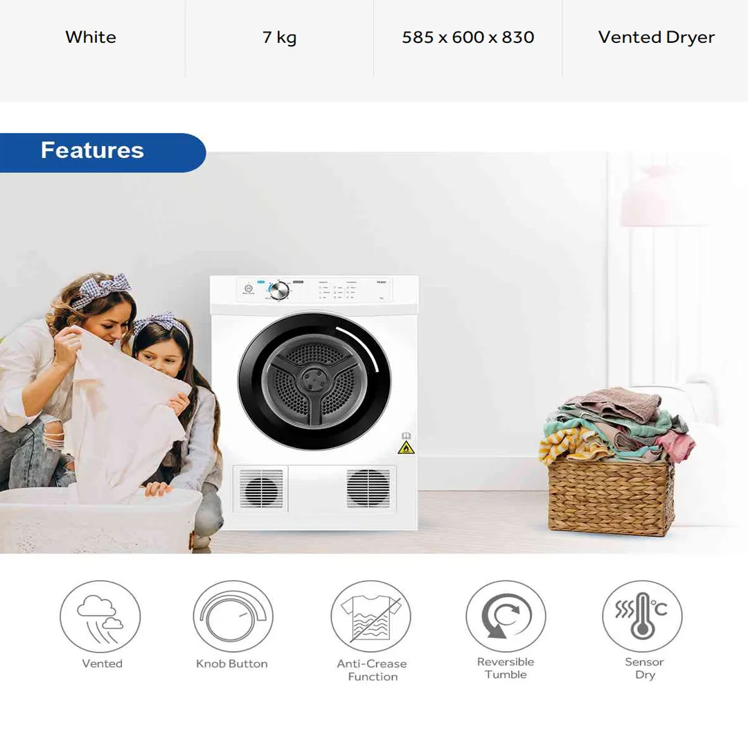 Haier Mesin Pengering Baju 7KG Dryer Vented HDV70A1 / Hesstar 9KG ...