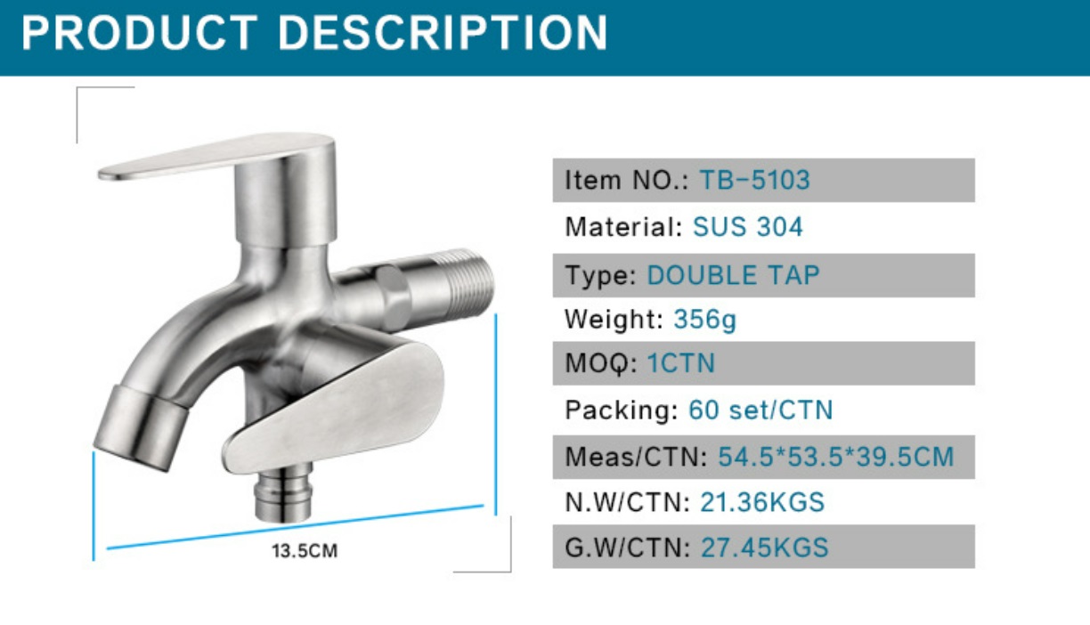 (Clear Stock) SUS304 STAINLESS STEEL KITCHEN & BATHROOM DOUBLE TAP ...