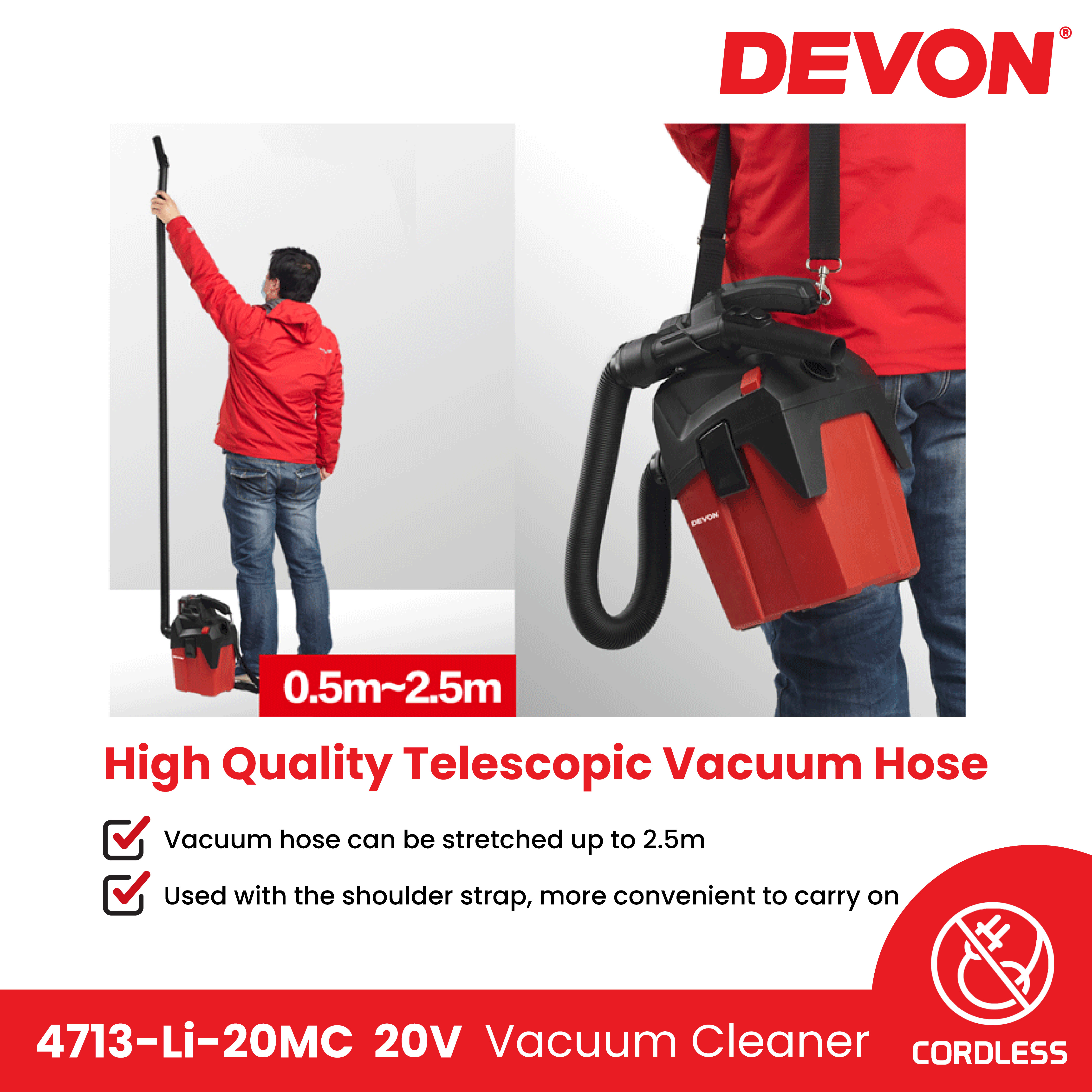 DEVON 4713-Li-20MC 20V Lithium-Ion Cordless Vacuum Cleaner | Shopee ...