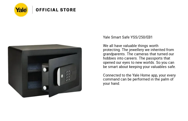 Yale Smart Safe Box YSS/250/EB1 - Bluetooth/ WiFi/ 25 PIN Code/ Yale ...