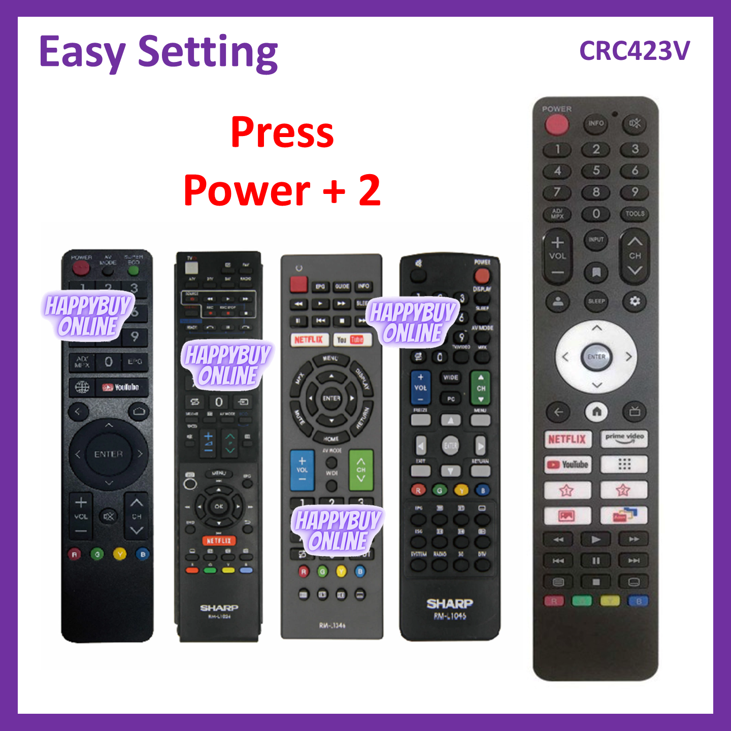 Suitable for Sharp Android Smart TV Remote Control CRC 423V Youtube ...