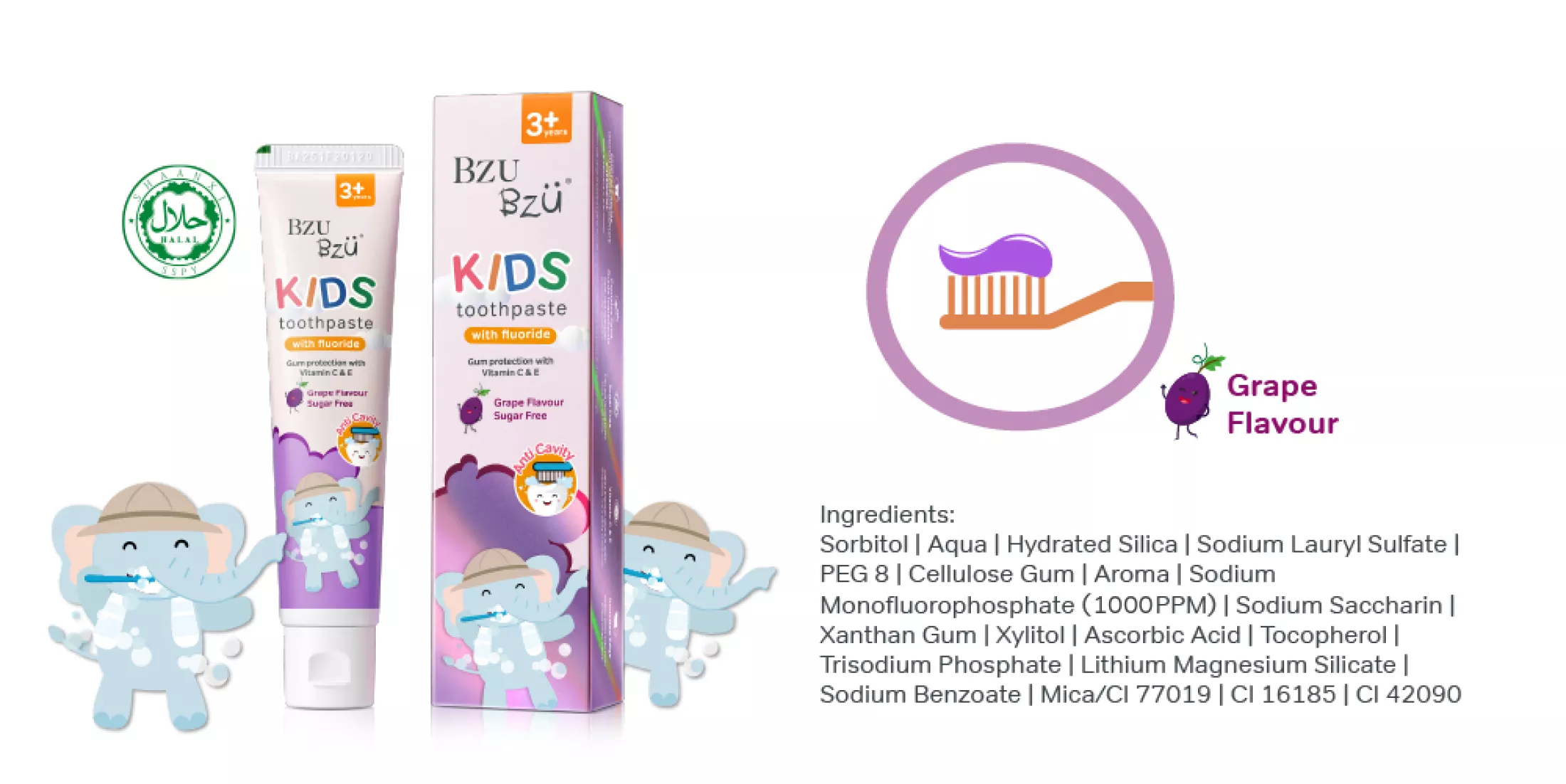 BZU BZU Kids Toothpaste Bundle Deal - Strawberry/Grape/Orange (50g ...