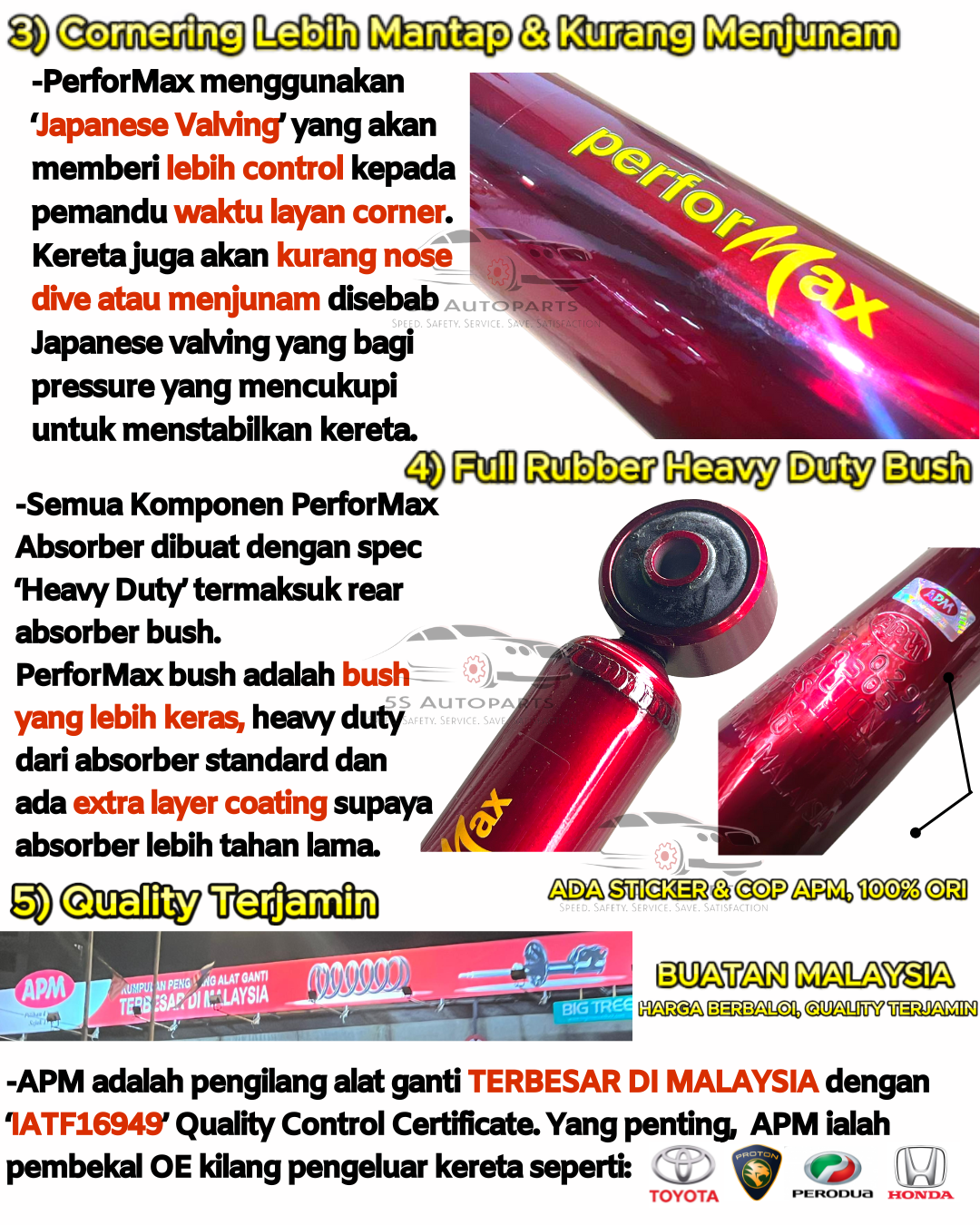 APM Performax Perodua Axia, Bezza Heavy Duty Sport Gas Absorber Front ...