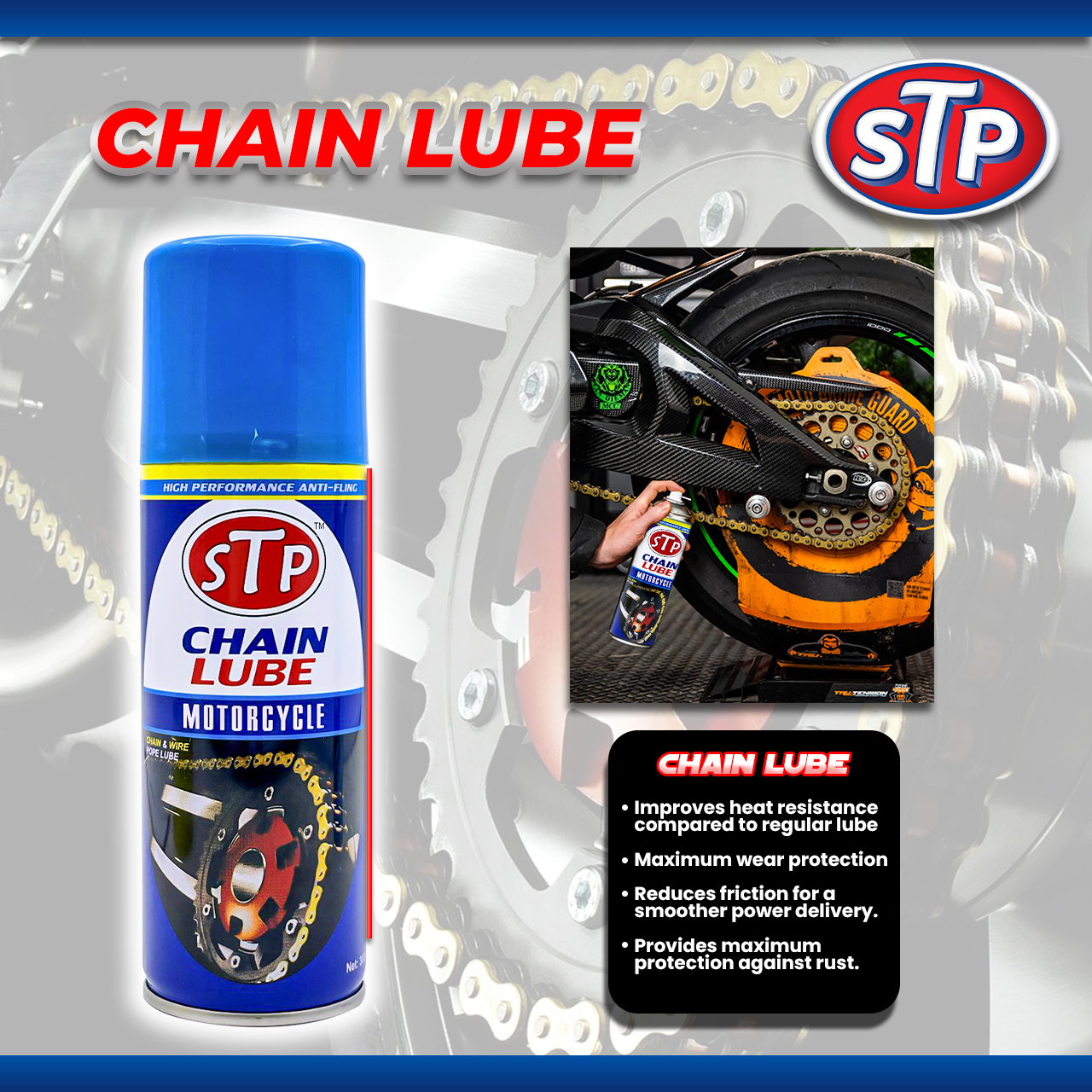 STP CHAIN LUBE CHAIN CLEANER CHAIN BRUSH MOTORCYCLE SPRAY RANTAI MOTOR ...