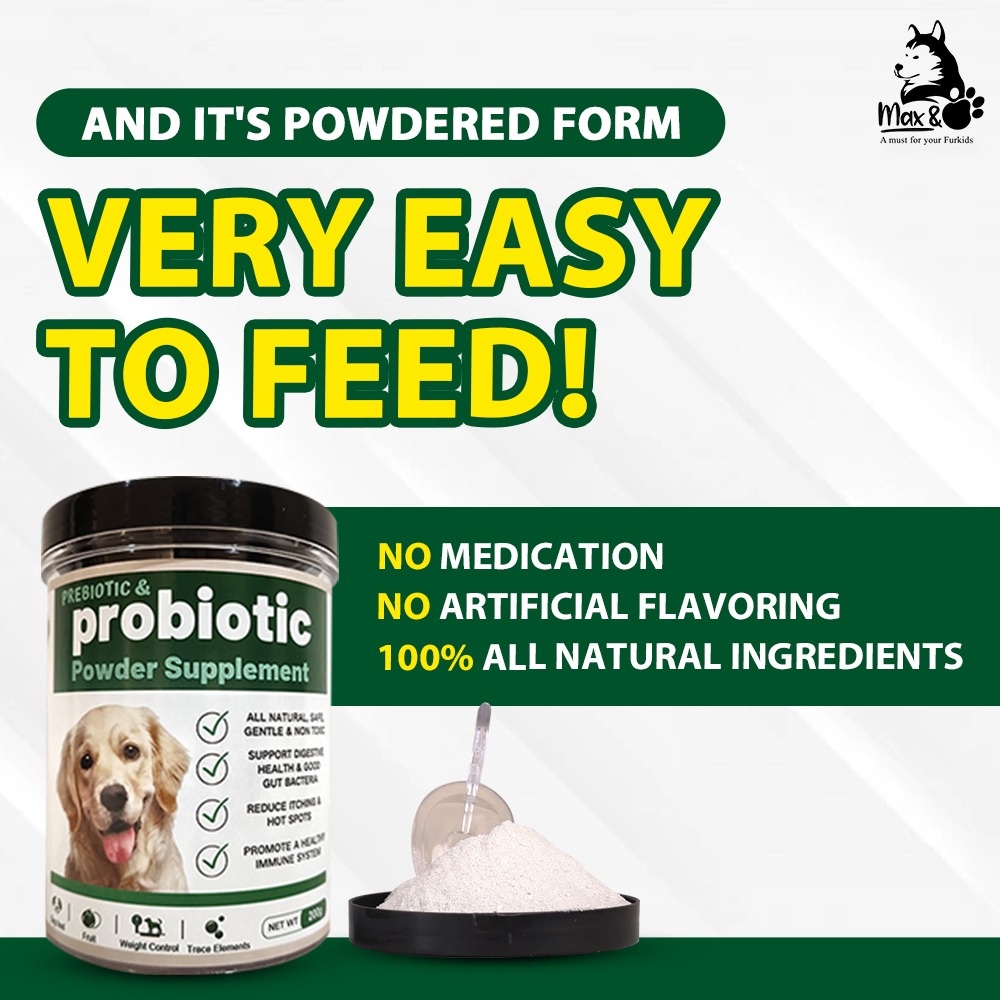 MAX & PAW PREBIOTIC & PROBIOTIC POWDER All Natural Pet Supplement ...
