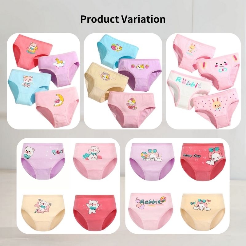 🐳4pcs set Baby Girl Underwear Cotton Soft Kids Girl Cotton Underwear Panties Seluar Dalam Budak ...