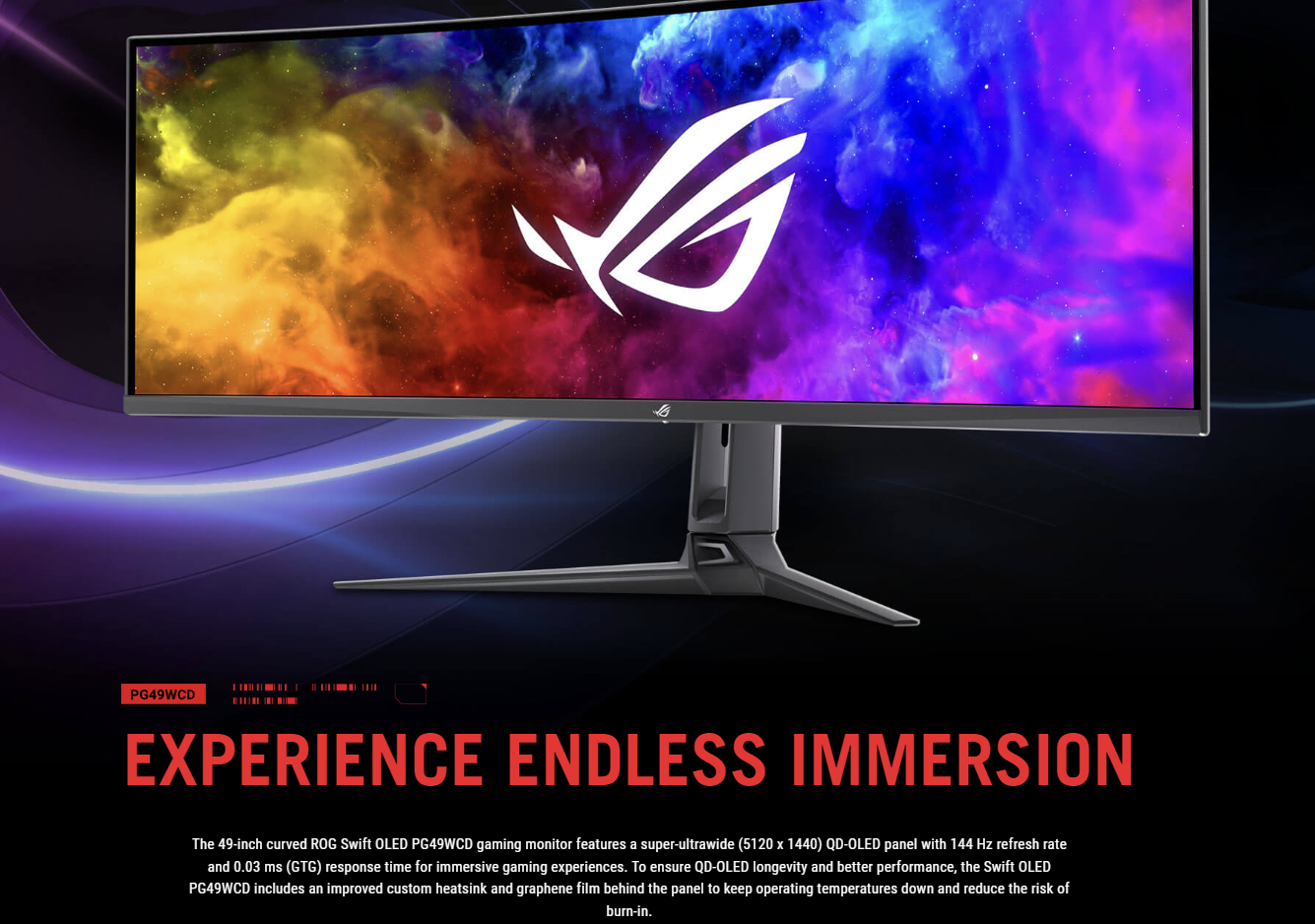 [PREORDER] ROG Swift OLED PG49WCD Gaming Monitor ― 49-inch (5120x1440 ...