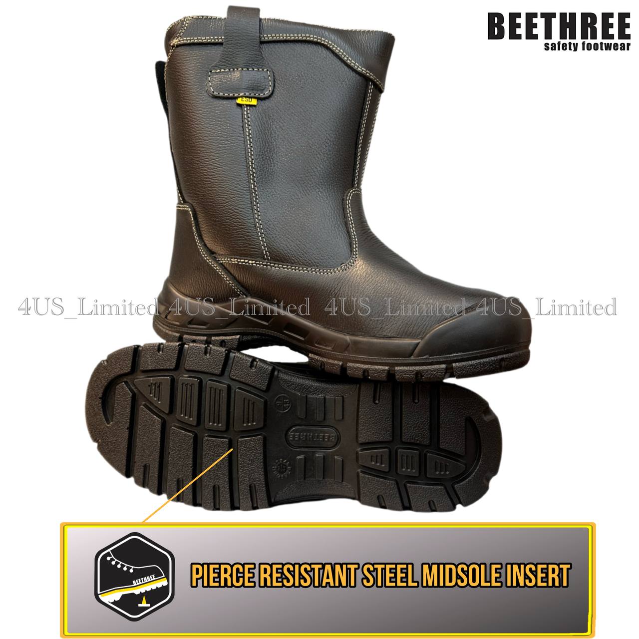 BEETHREE BT-8834 Pull-Up Boot 9.5" High Cut Safety Boots (SIRIM ...
