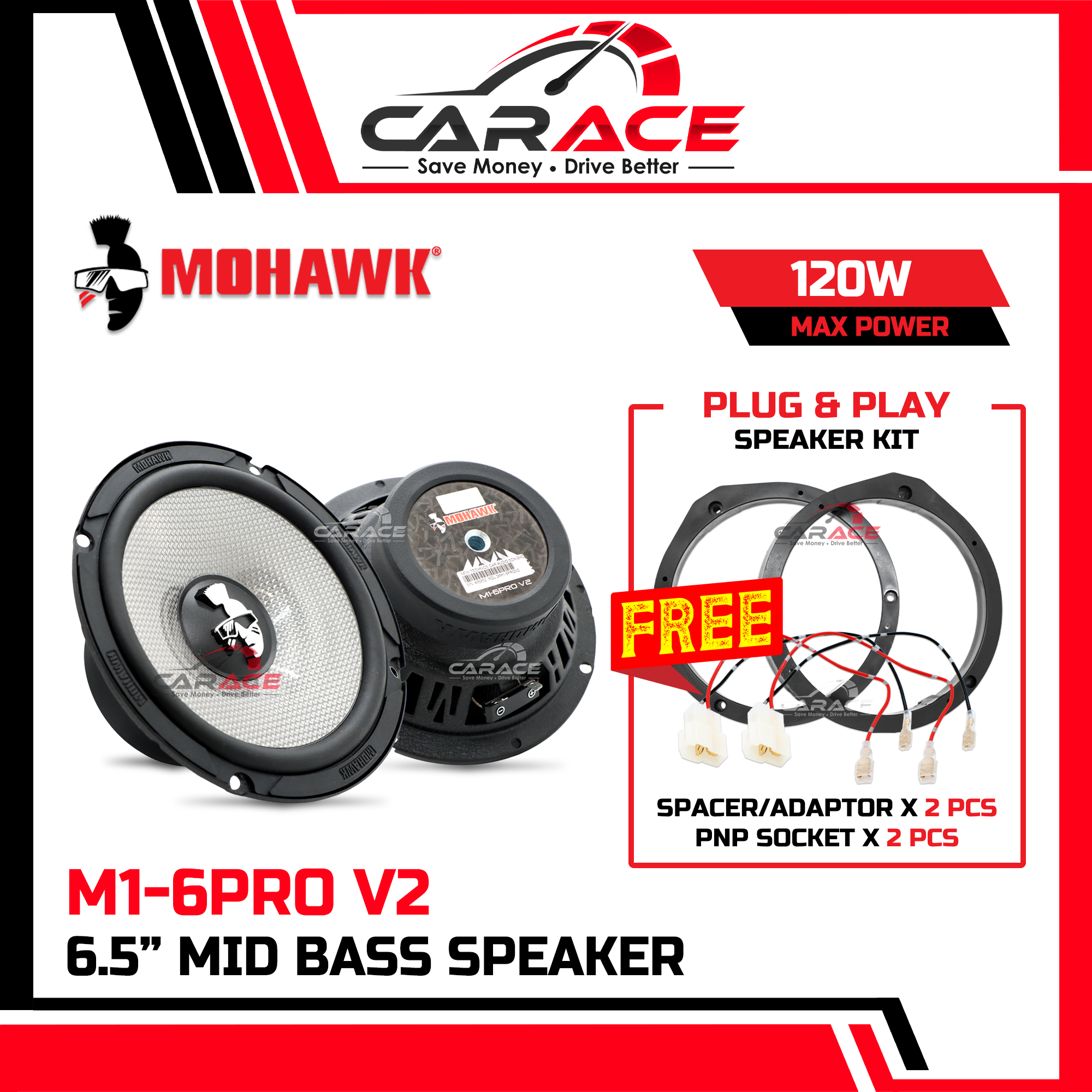 MOHAWK Speaker Persona Plug and Play Speaker PNP Front Rear Door 6 inch ...