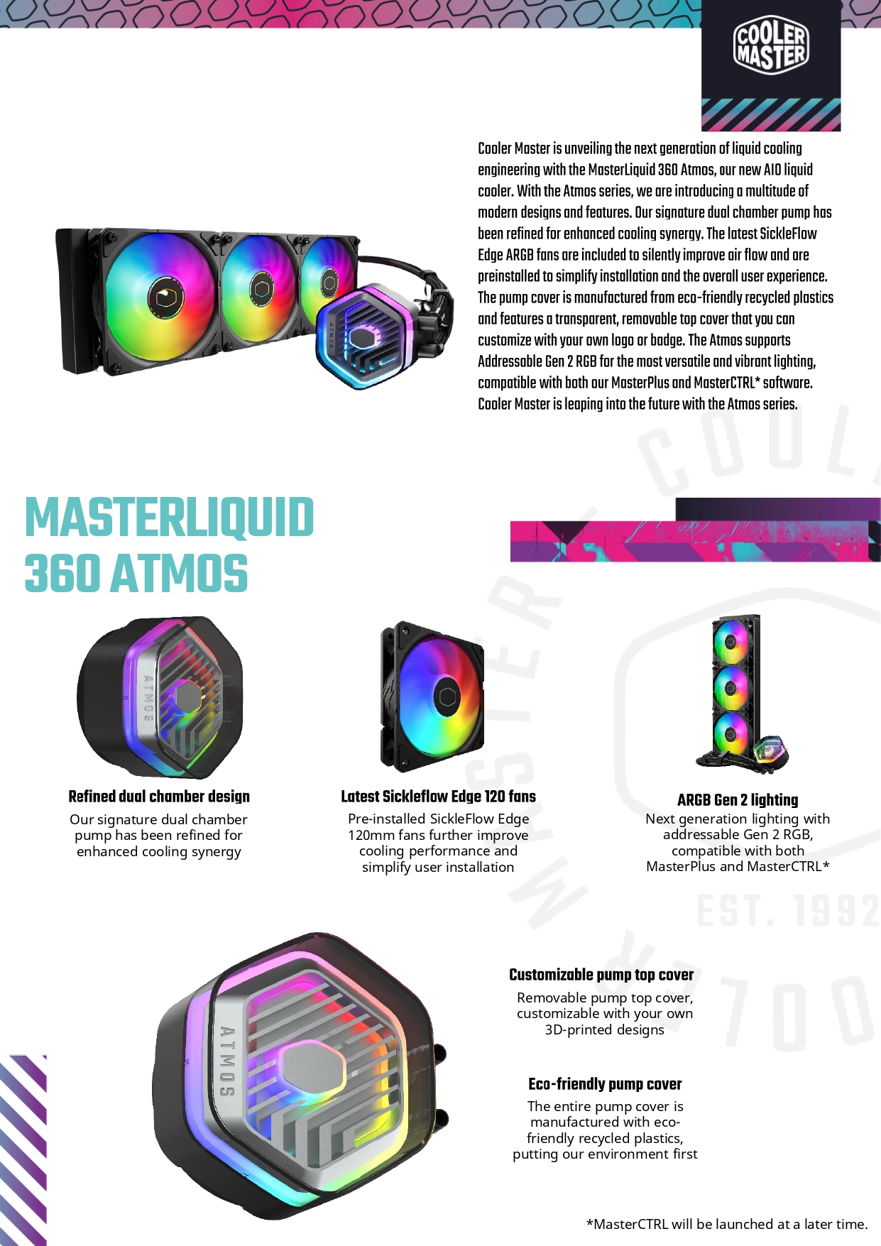 Cooler Master Masterliquid 240/360 Atmos/ML240R RGB Aio CPU Liquid ...