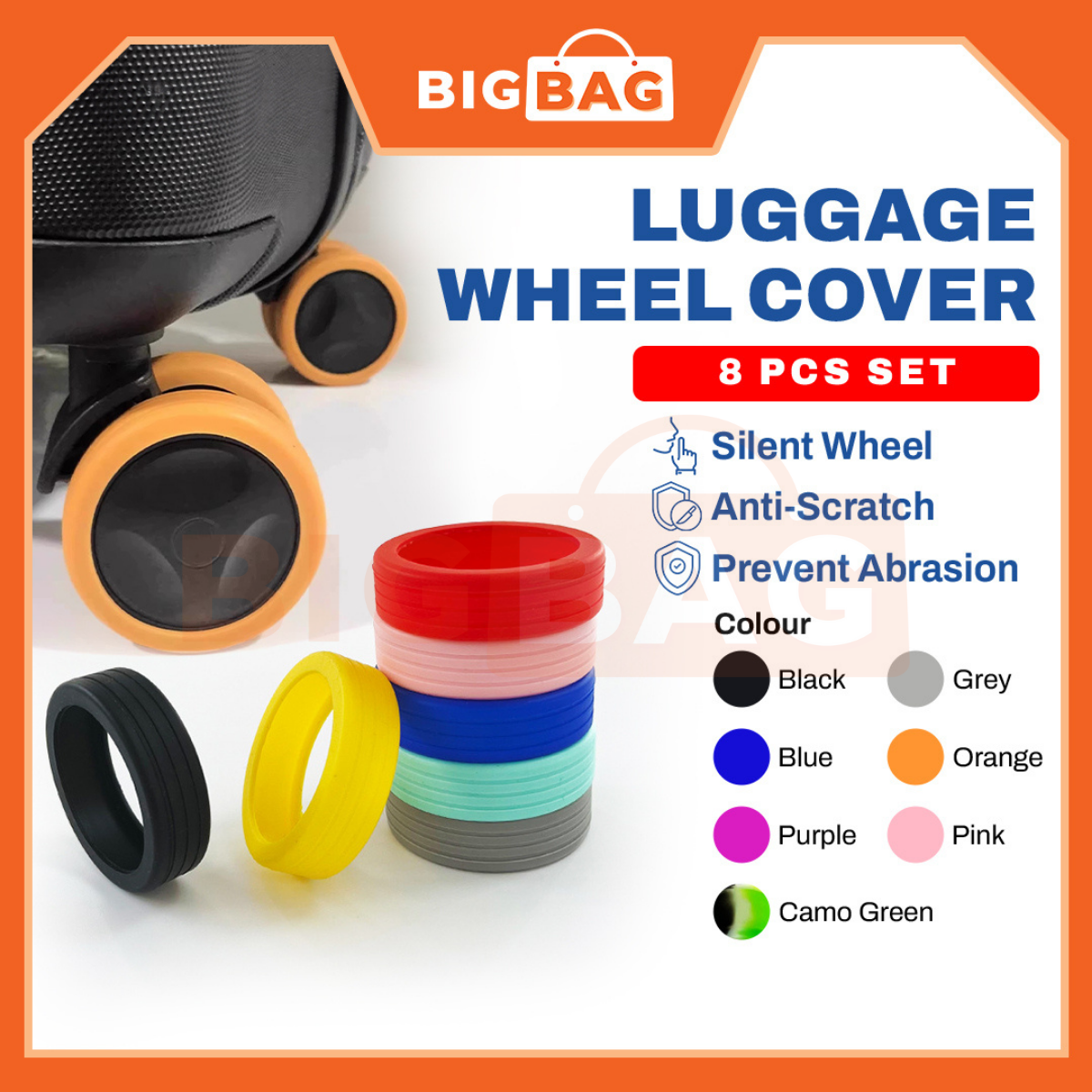 8Pcs Silicone Luggage Wheel Cover Luggage Wheel Protector Luggage Wheel ...