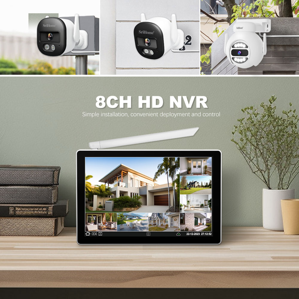 (5MP) SriHome NVS010-IPC056 NVR WiFi Touch Screen Monitor 4-Channel ...