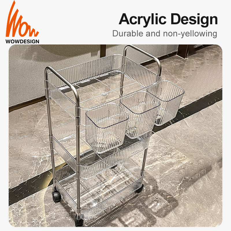 Trolley Rack Transparent Acrylic 2/3/4/5 Tier Rak Troli Storage Rack ...