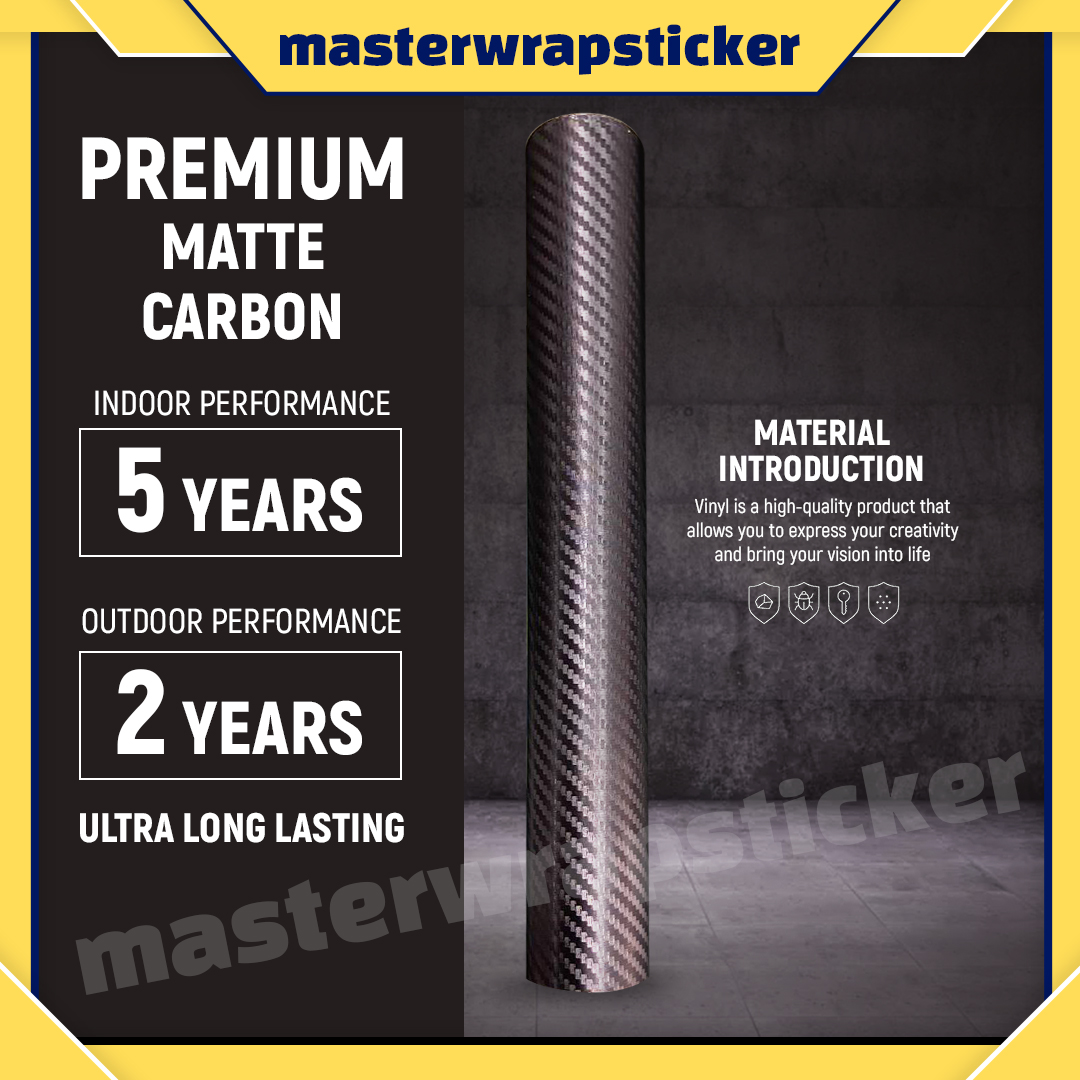 PREMIUM MATTE CARBON FIBER STICKER(152CM-180CM)stiker kereta bonet ...