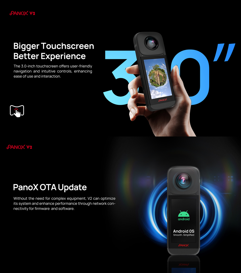 PanoX V2 8K 360° Video & 12K 360° Photo / Live FB & Youtube / Built-in GPS for Google Street ...