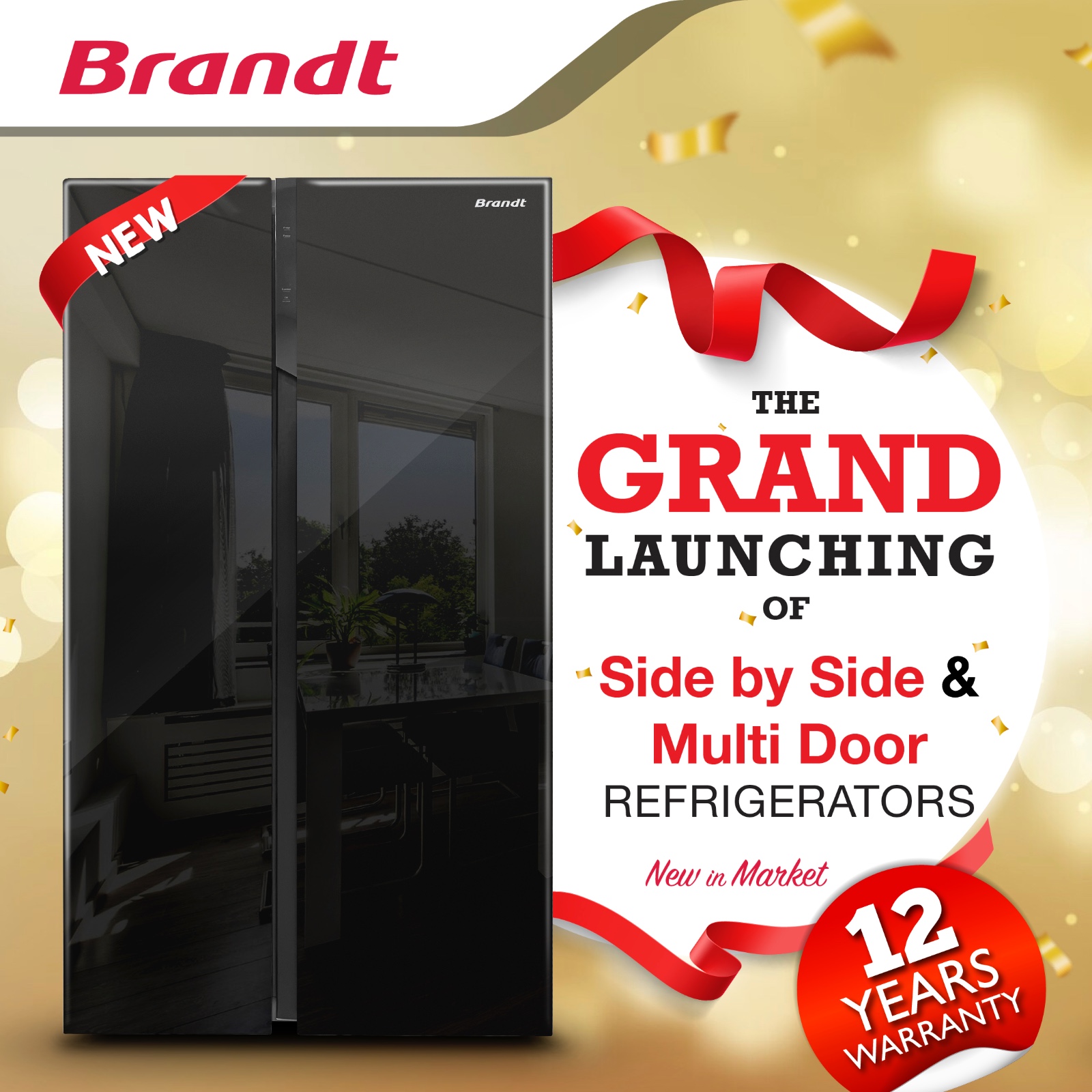 [FREE SHIPPING] BRANDT 622L GLASS DOOR INVERTER 2 DOOR SIDE BY SIDE ...