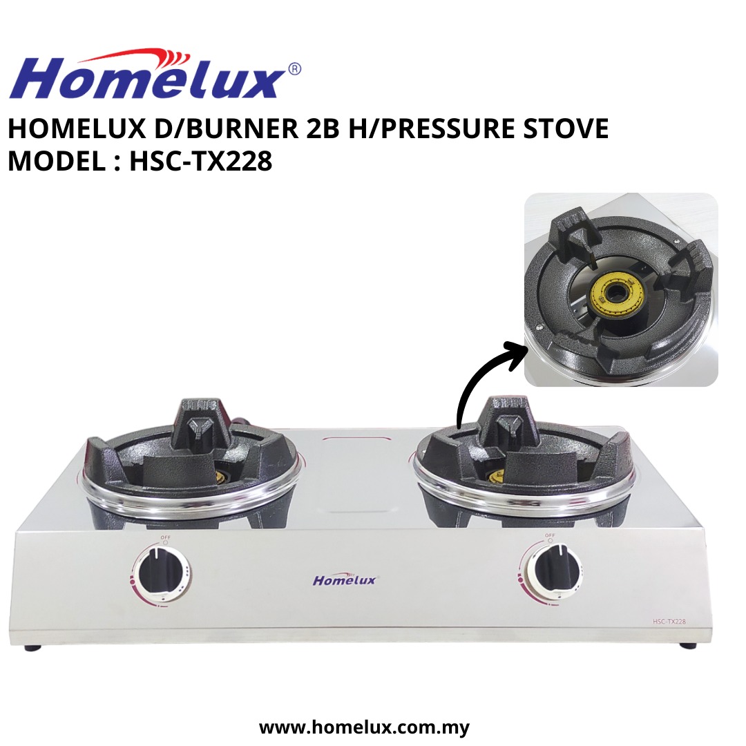 HOMELUX Gas Cooker High Pressure HSC-TX228 2 Burner Home Used ...