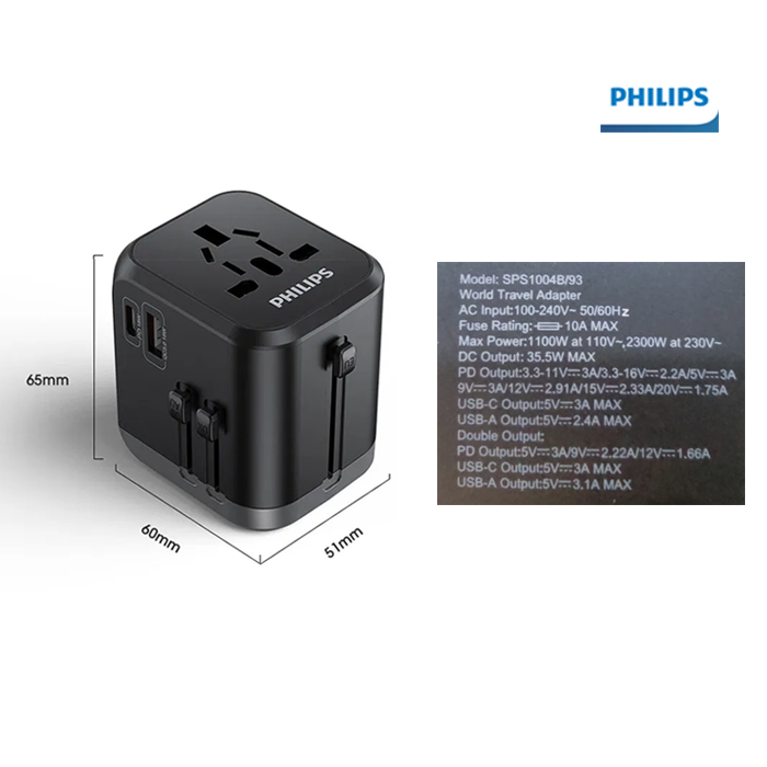 Philips Travel Adapter Universal SPS1004B/93 Plug Converter UK CN EU ...