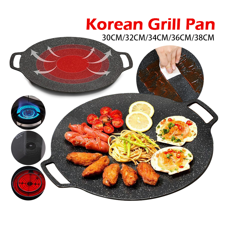 🥘Kuali Non Stick Korean Grill Pan Smokeless Grill Pan Samgyupsal ...