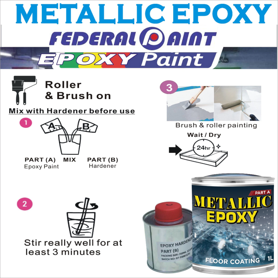 5 LITER ( Metallic Epoxy Paint ) 5L METALLIC EPOXY FLOOR PAINT COATING ...