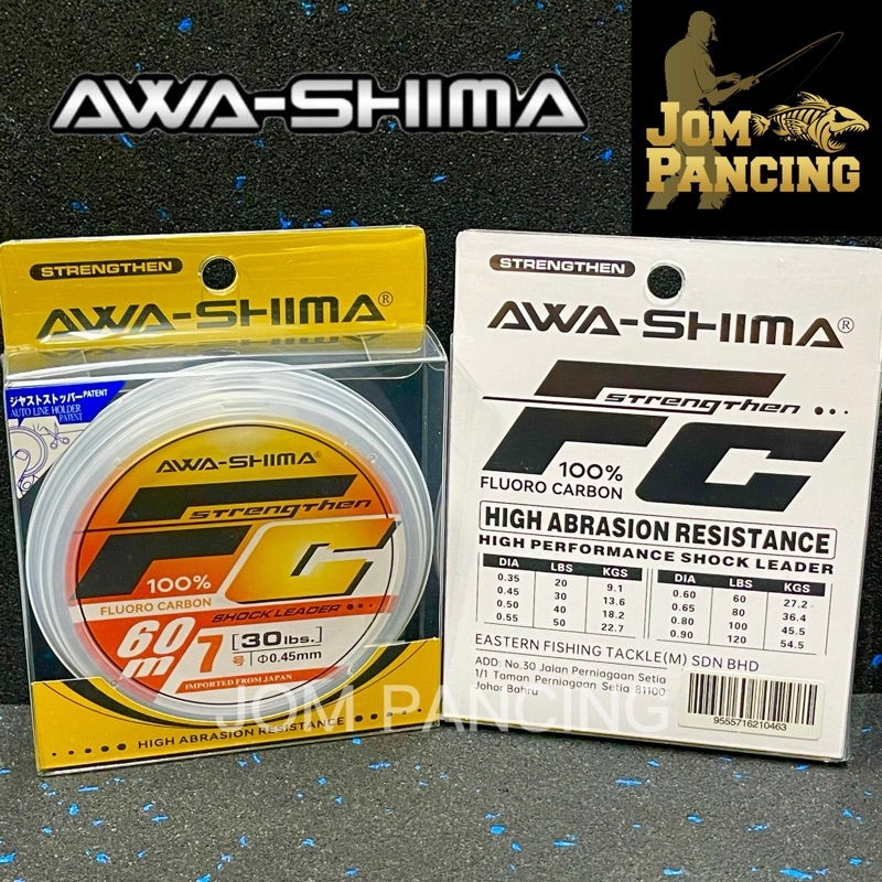 【Jom Pancing】AWA-SHIMA JAPAN 💯% FC FLUOROCARBON 60M SHOCK LEADER NYLON ...