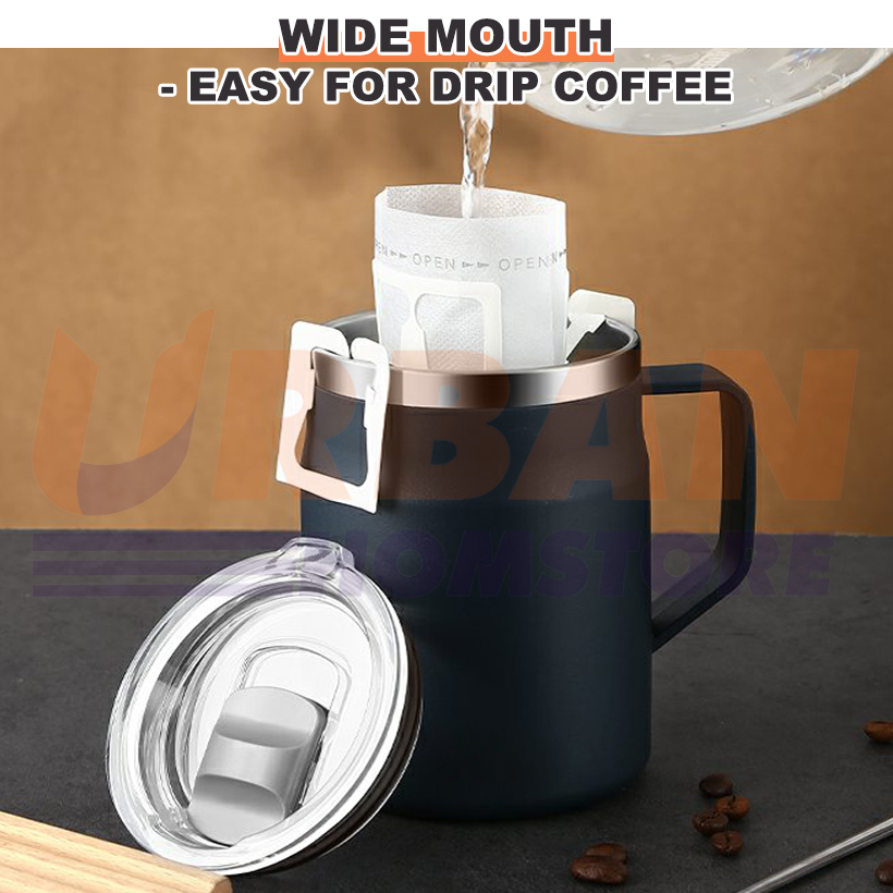 UBH 450ML Thermos mug Insulated mug with handle slide cover Stainless steel Vacuum tumbler Cawan ...
