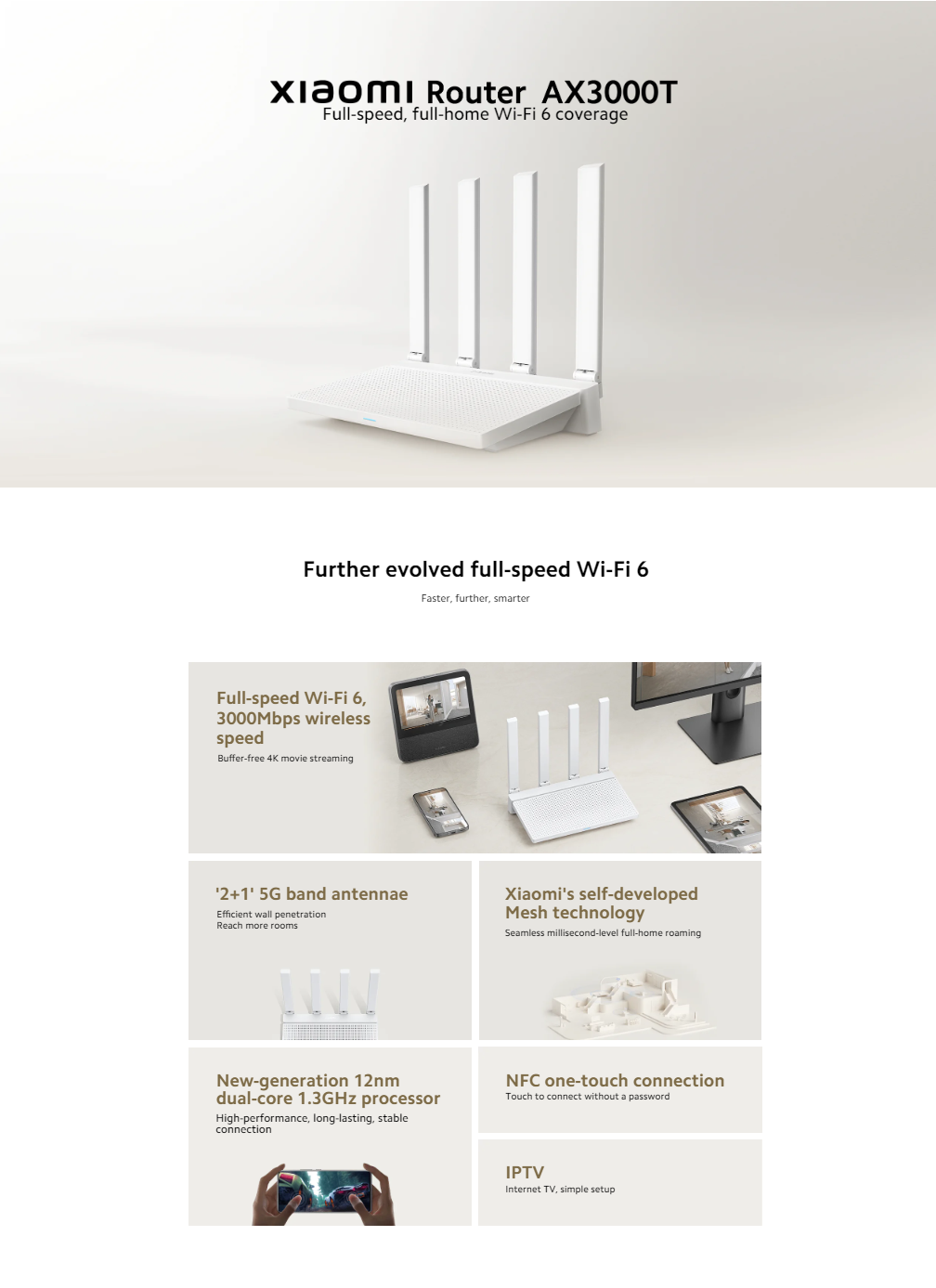 (Global)Xiaomi Router AX3000T Wifi 6 IPTV NFC Mesh 5Ghz Gigabit ...