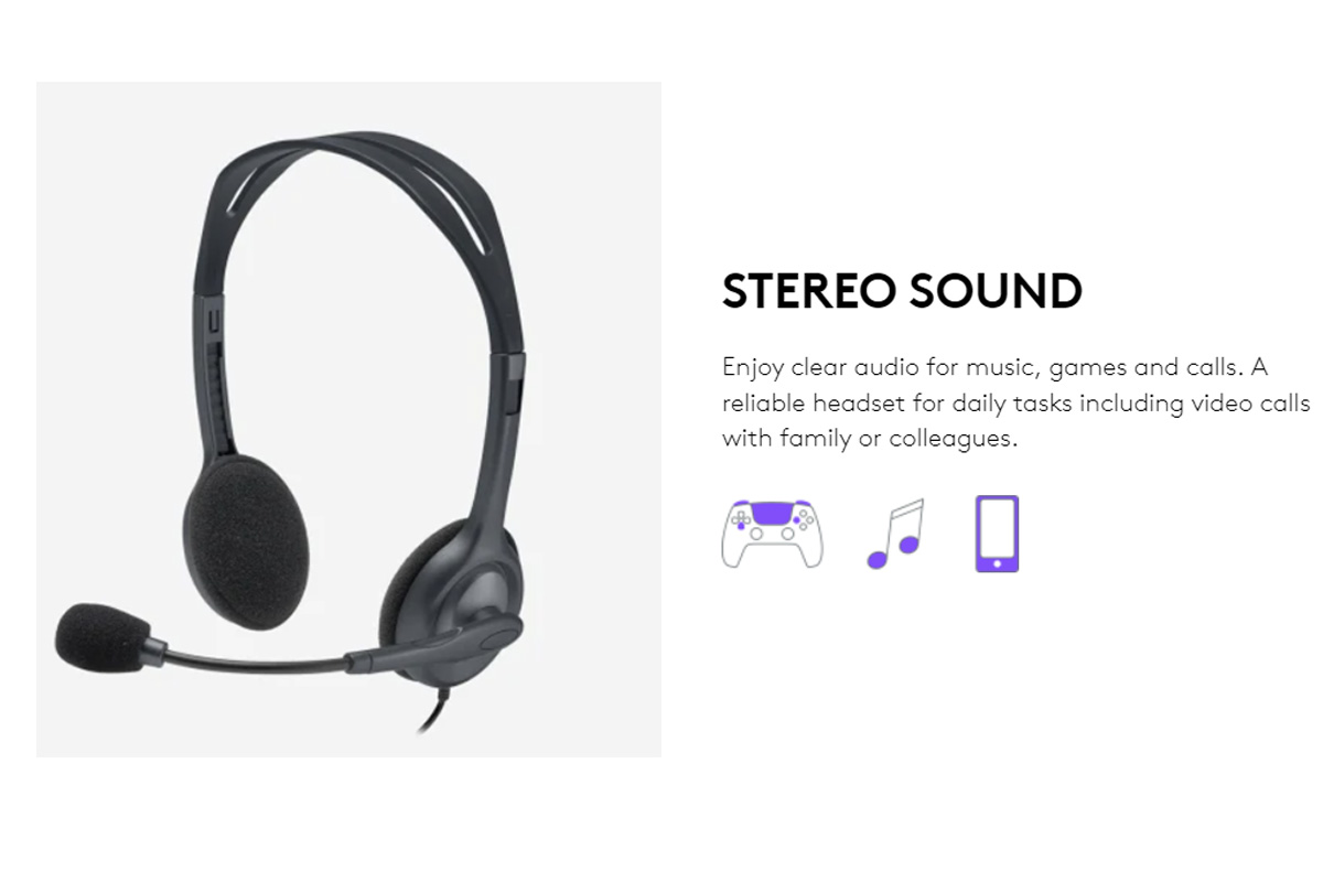 Logitech H111 Wired Headset On-Ear Stereo Headphones with Noise ...